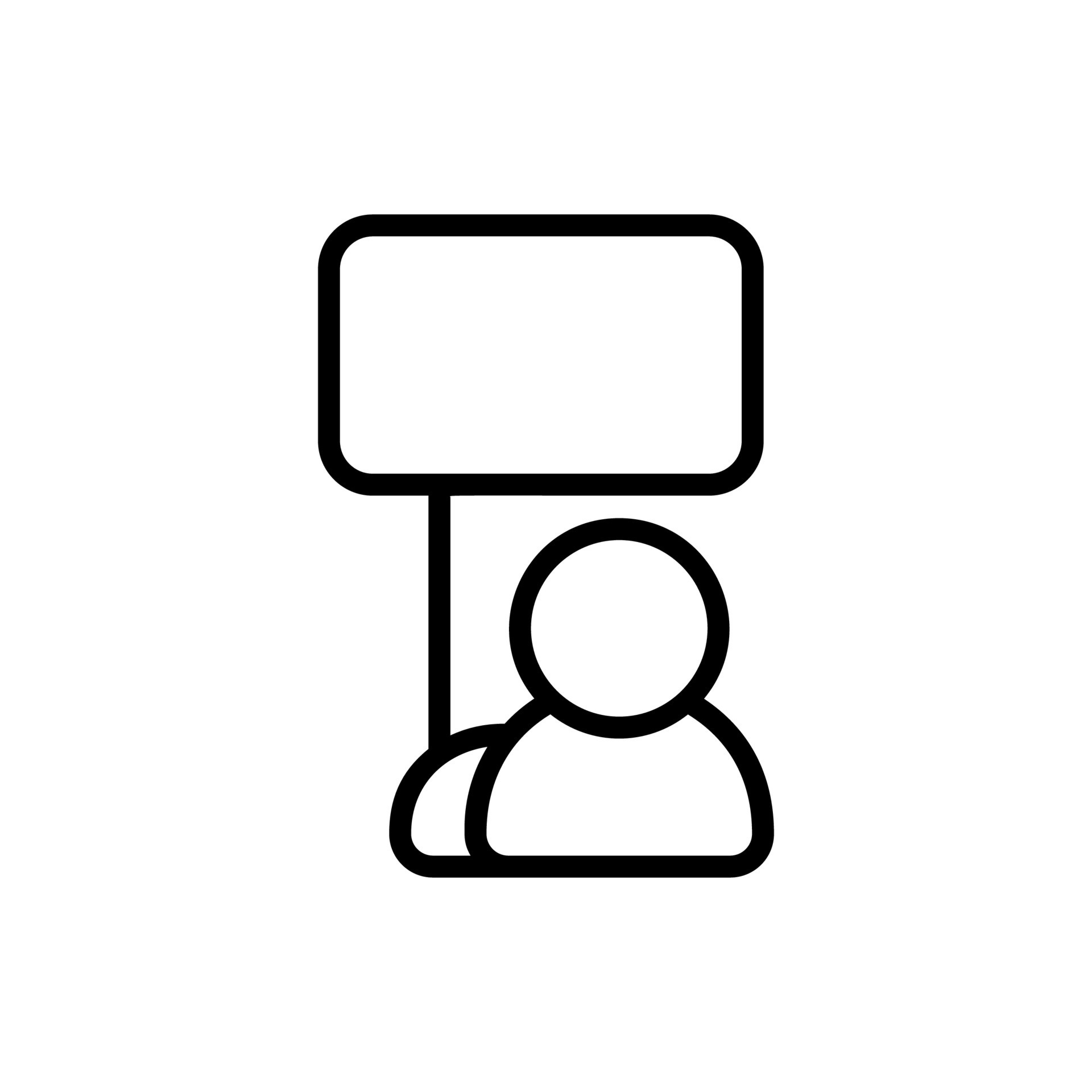 Alone Protester Man With Poster Vector Monoline Icon Isolated On White Perfect Outline Symbol