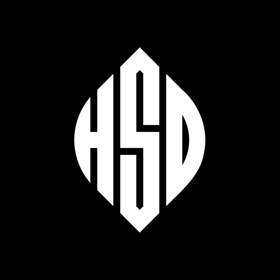diseño de logotipo de letra de círculo hsd con forma de círculo y elipse. hsd letras elipses con ...