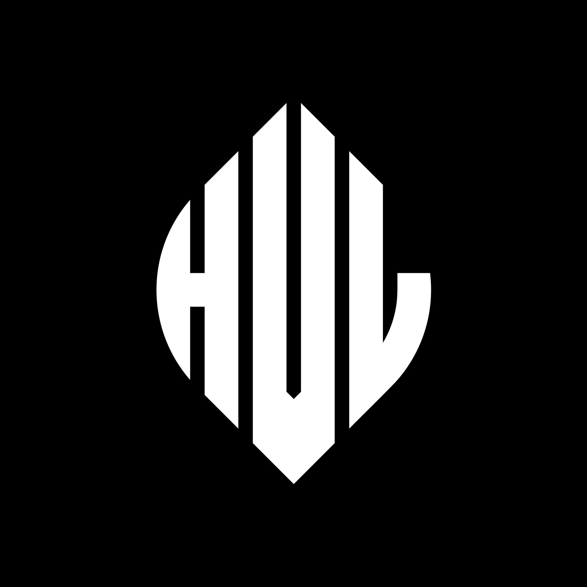 diseño de logotipo de letra de círculo hvl con forma de círculo y elipse. letras de elipse hvl ...
