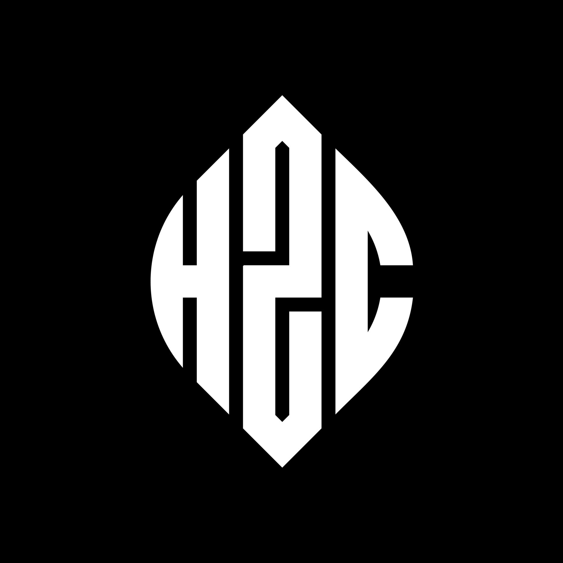 diseño de logotipo de letra circular hzc con forma de círculo y elipse. hzc letras elipses con ...