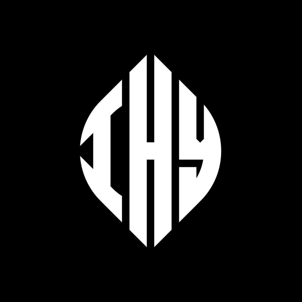 Diseño de logotipo de letra de círculo ihy con forma de círculo y elipse. Letras de elipse ihy ...