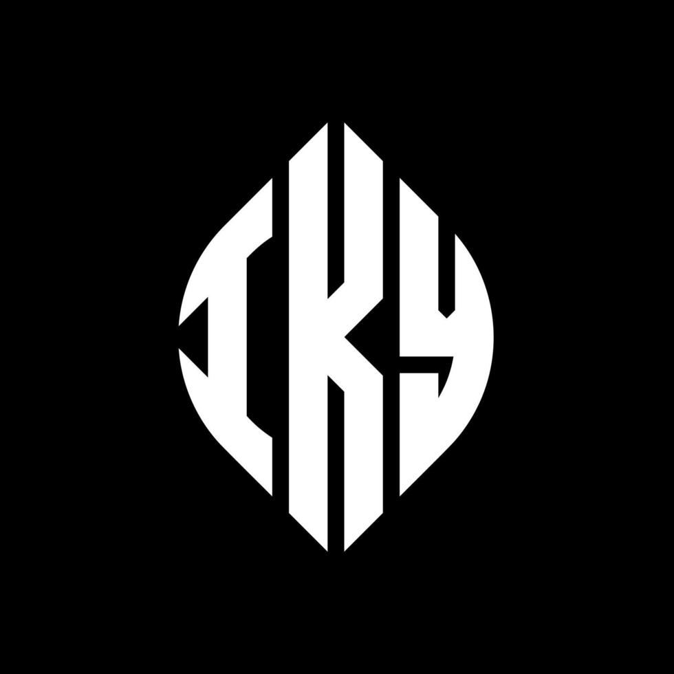 diseño de logotipo de letra de círculo iky con forma de círculo y elipse. letras de elipse iky ...