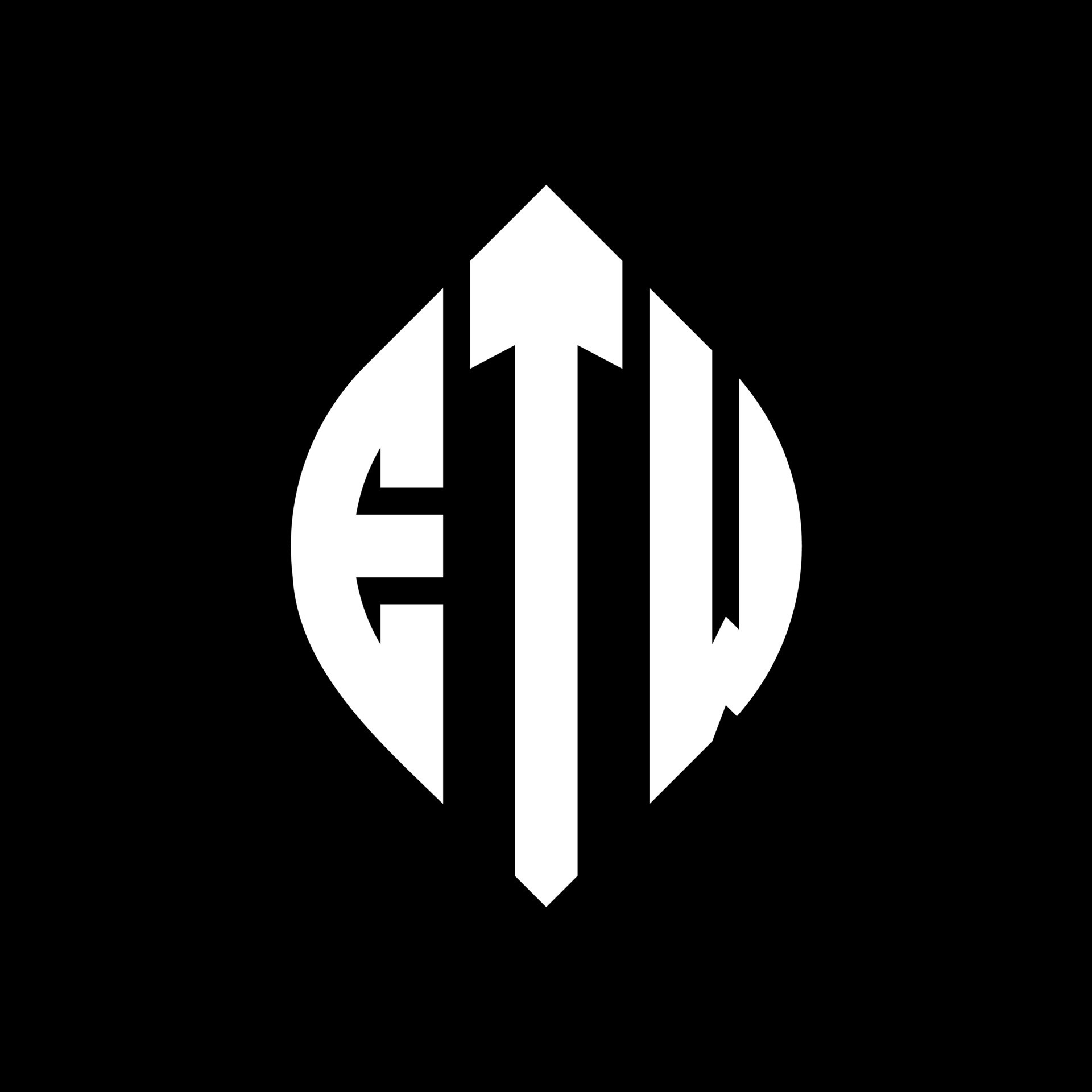 diseño de logotipo de letra de círculo etw con forma de círculo y elipse. etw letras elipses con ...