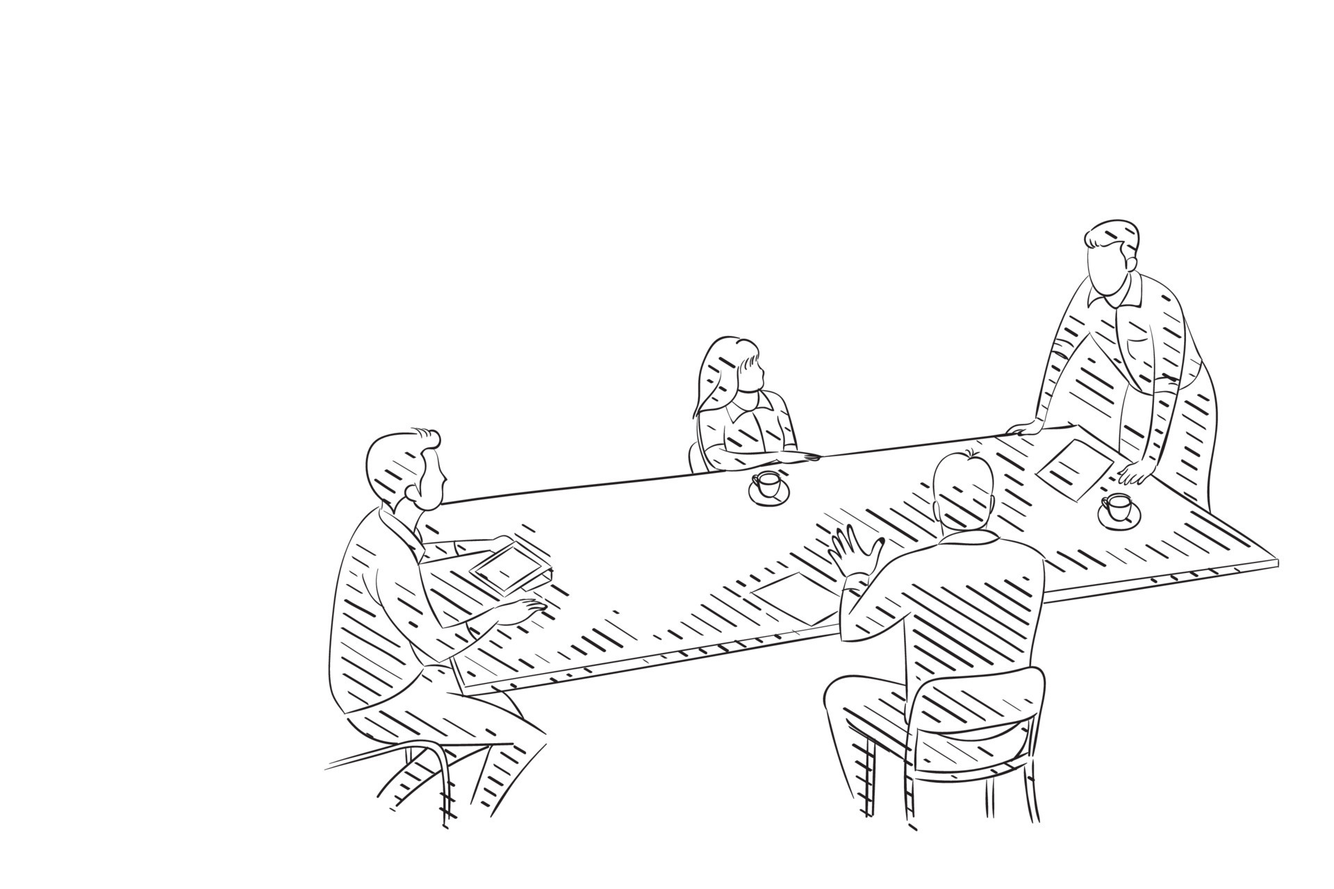 Hand Drawn Of Business Meeting In The Office Vector Illustration hand-drawn-of-business-meeting-in-the-office-vector-illustration