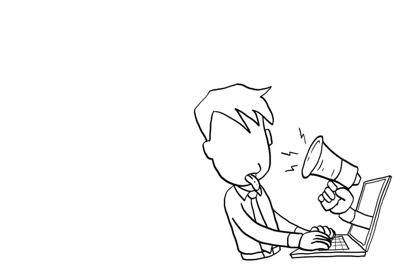 Businessman tired getting shouted and spammed with unnecessary online ... Businessman tired getting shouted and spammed with unnecessary online ...