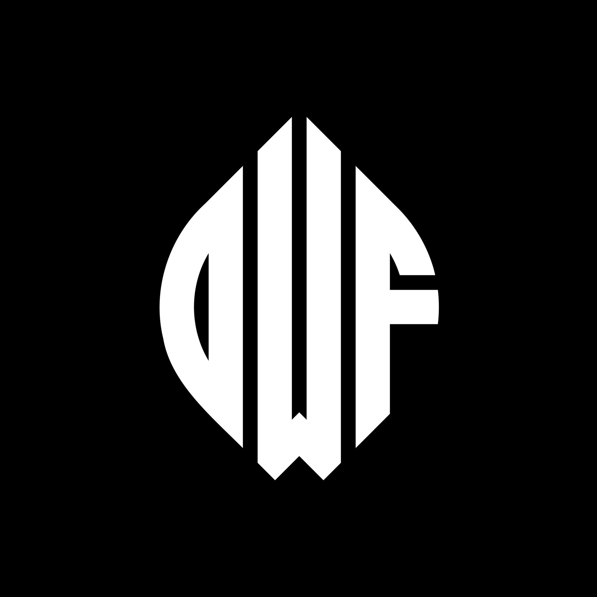 diseño de logotipo de letra de círculo dwf con forma de círculo y elipse. letras de elipse dwf ...