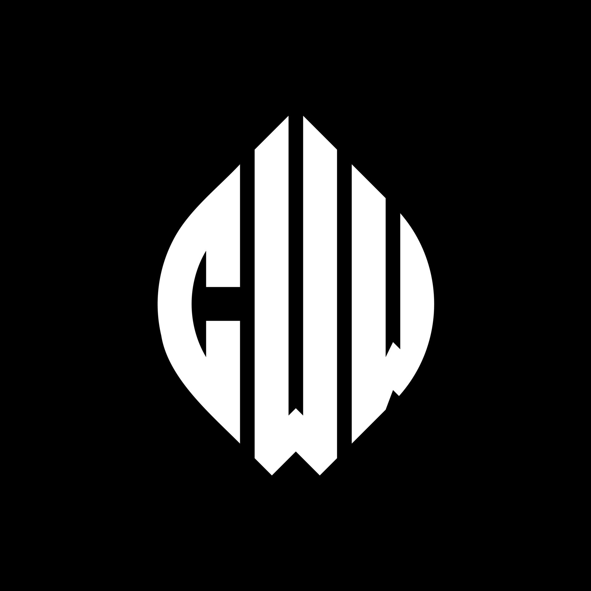cww diseño de logotipo de letra circular con forma de círculo y elipse. cww letras elipses con ...