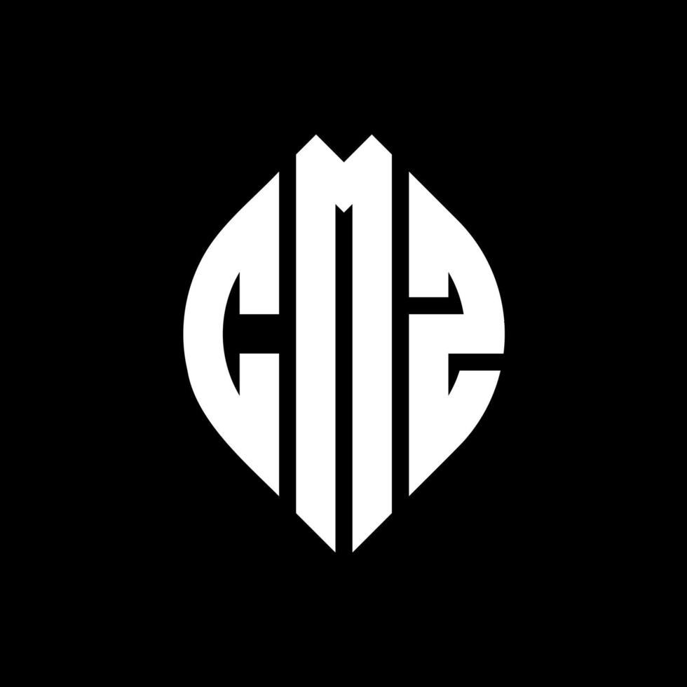 Diseño de logotipo de letra circular cmz con forma de círculo y elipse. cmz letras elipses con ...