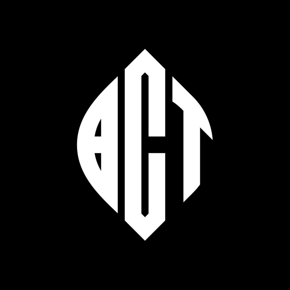 diseño de logotipo de letra de círculo bct con forma de círculo y elipse. letras de elipse bct ...