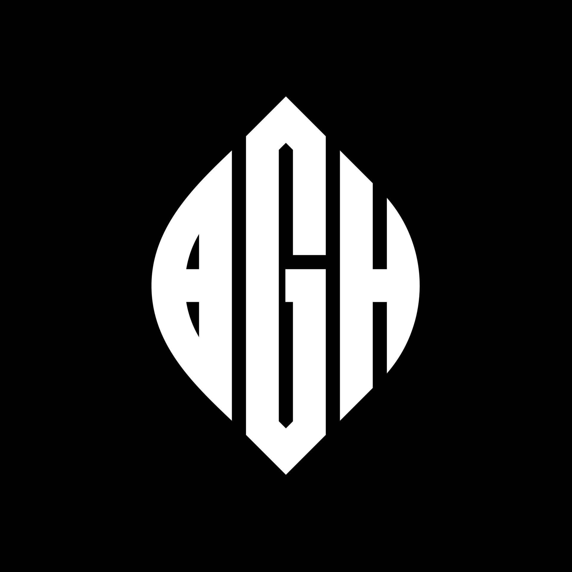 diseño de logotipo de letra de círculo bgh con forma de círculo y elipse. bgh letras elipses con ...