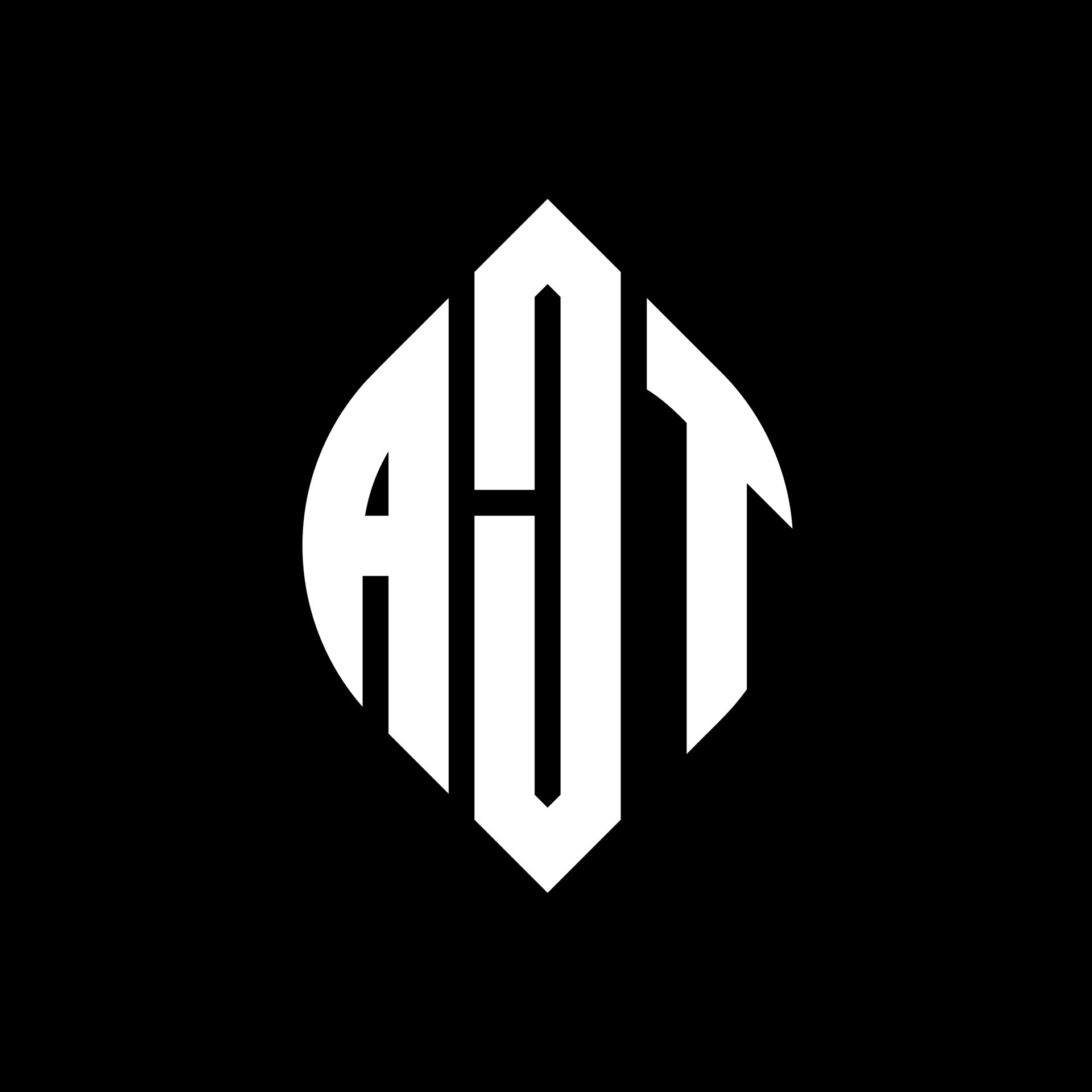 diseño de logotipo de letra de círculo ajt con forma de círculo y elipse. ajt letras elipses con ...