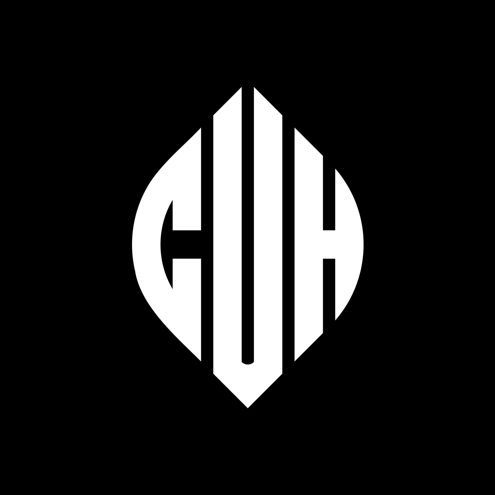 CUH circle letter logo design with circle and ellipse shape. CUH ...