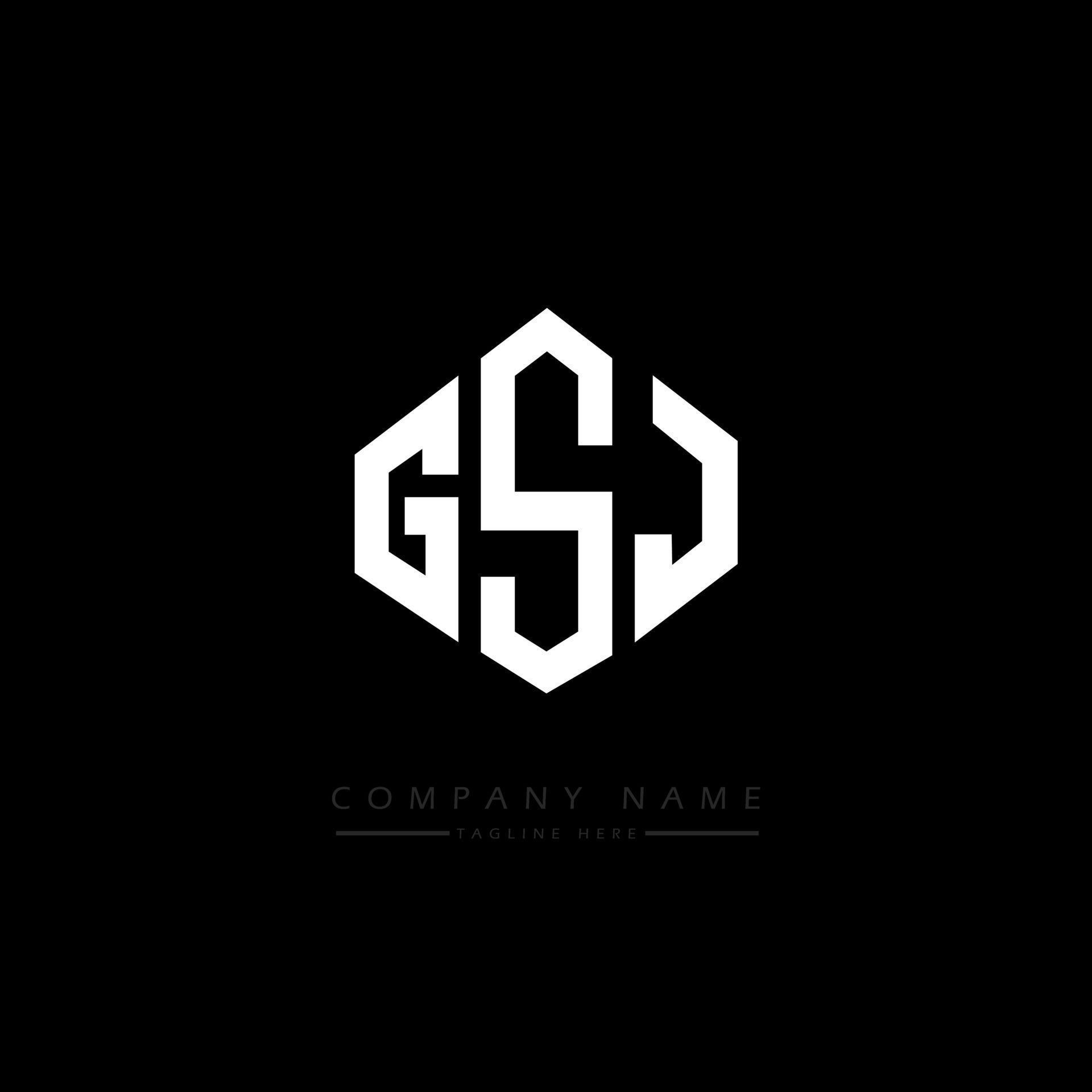 GSJ letter logo design with polygon shape. GSJ polygon and cube shape logo design. GSJ hexagon ...