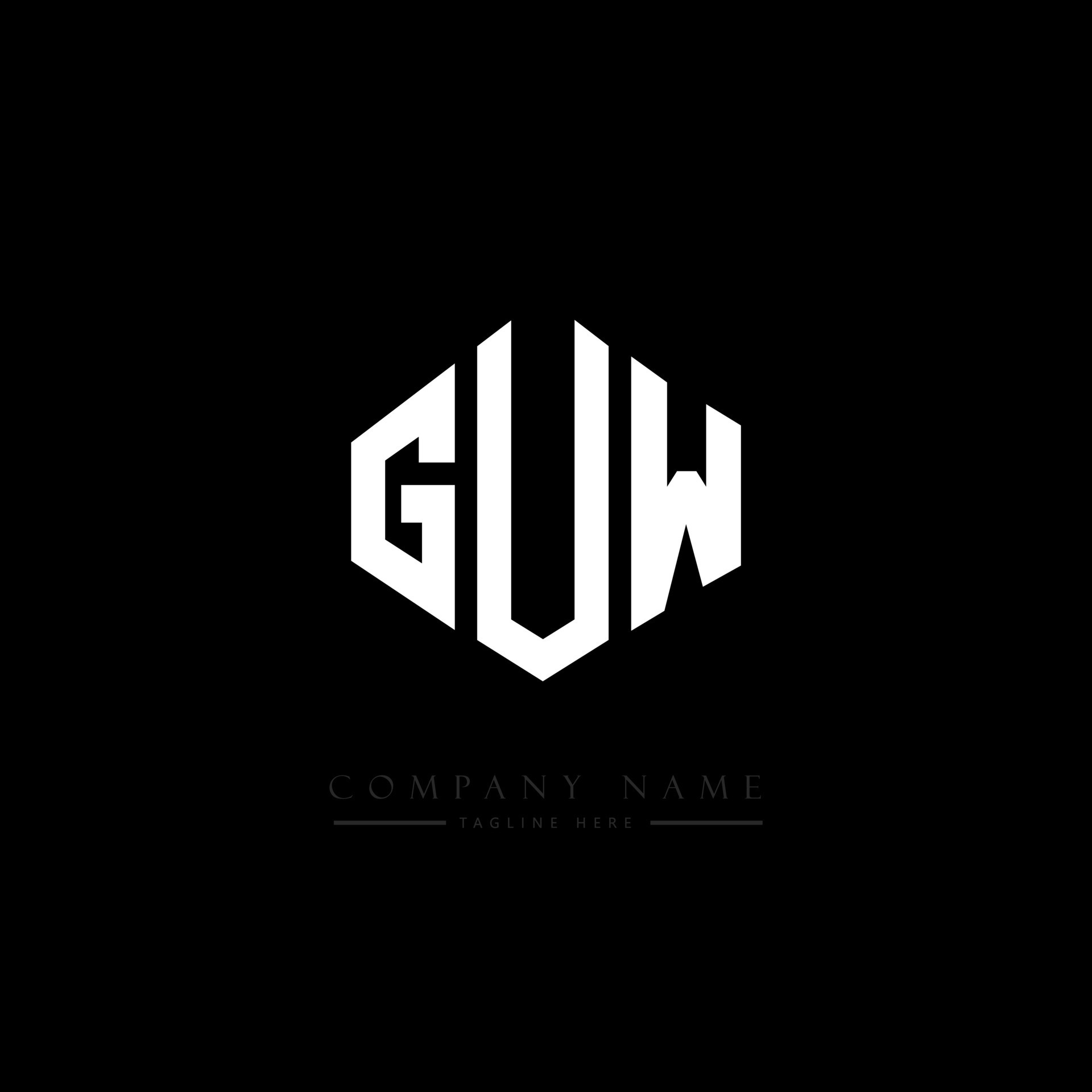 GUW letter logo design with polygon shape. GUW polygon and cube shape ...