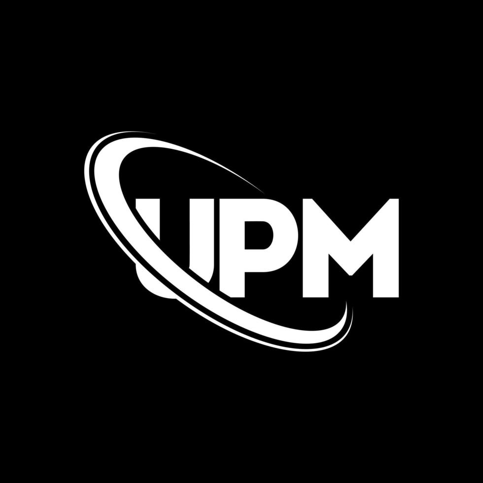 UPM logo. UPM letter. UPM letter logo design. Initials UPM logo linked with circle and uppercase ...