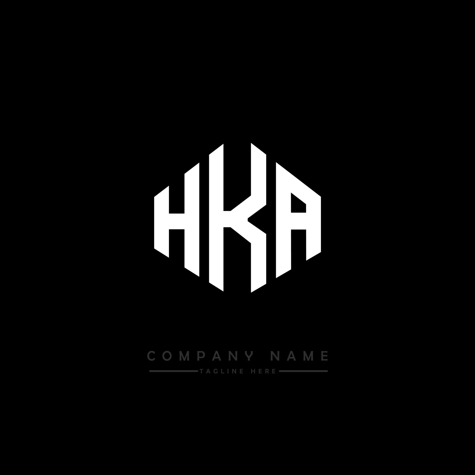 diseño de logotipo de letra hka con forma de polígono. diseño de logotipo en forma de cubo y ...