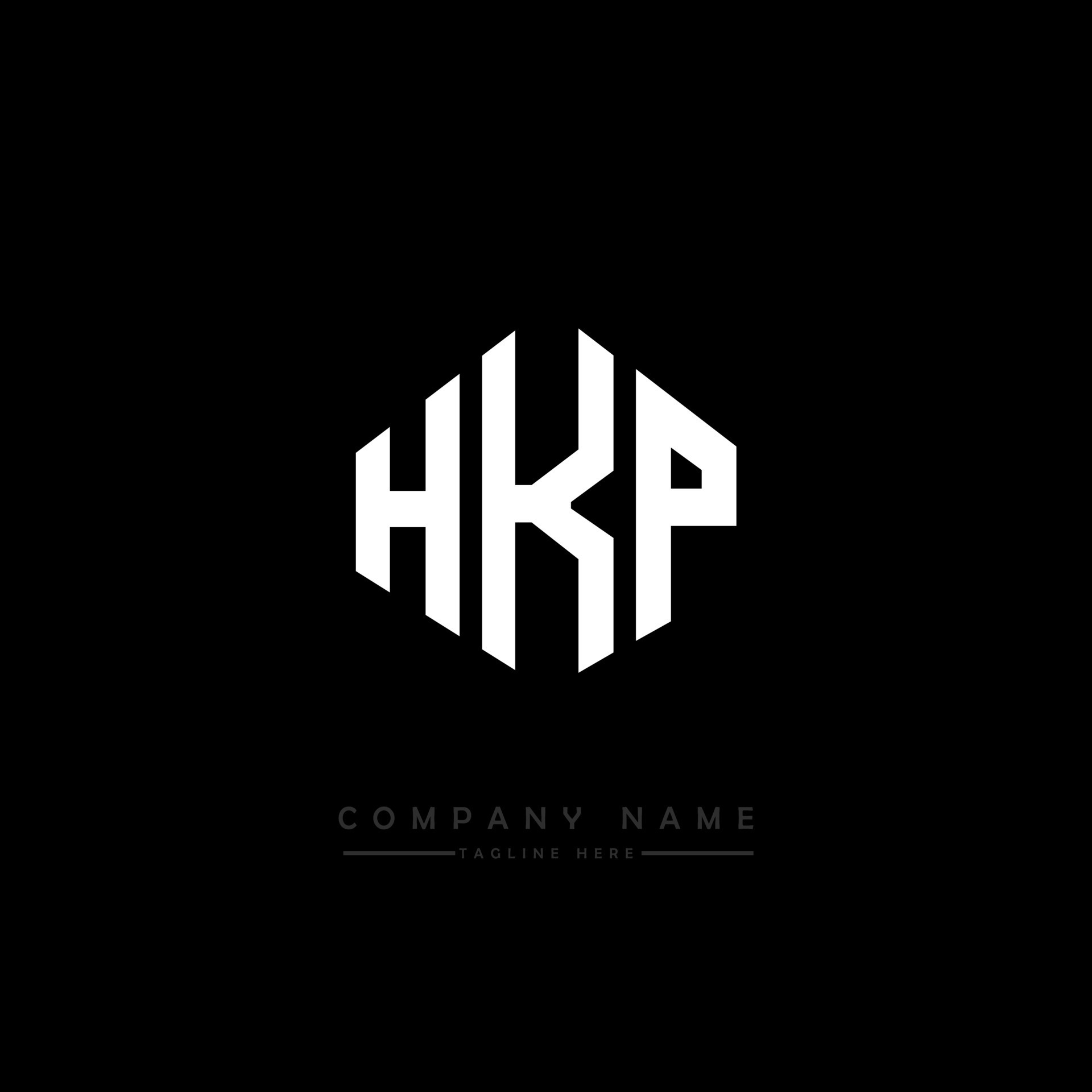 diseño de logotipo de letra hkp con forma de polígono. diseño de logotipo en forma de cubo y ...