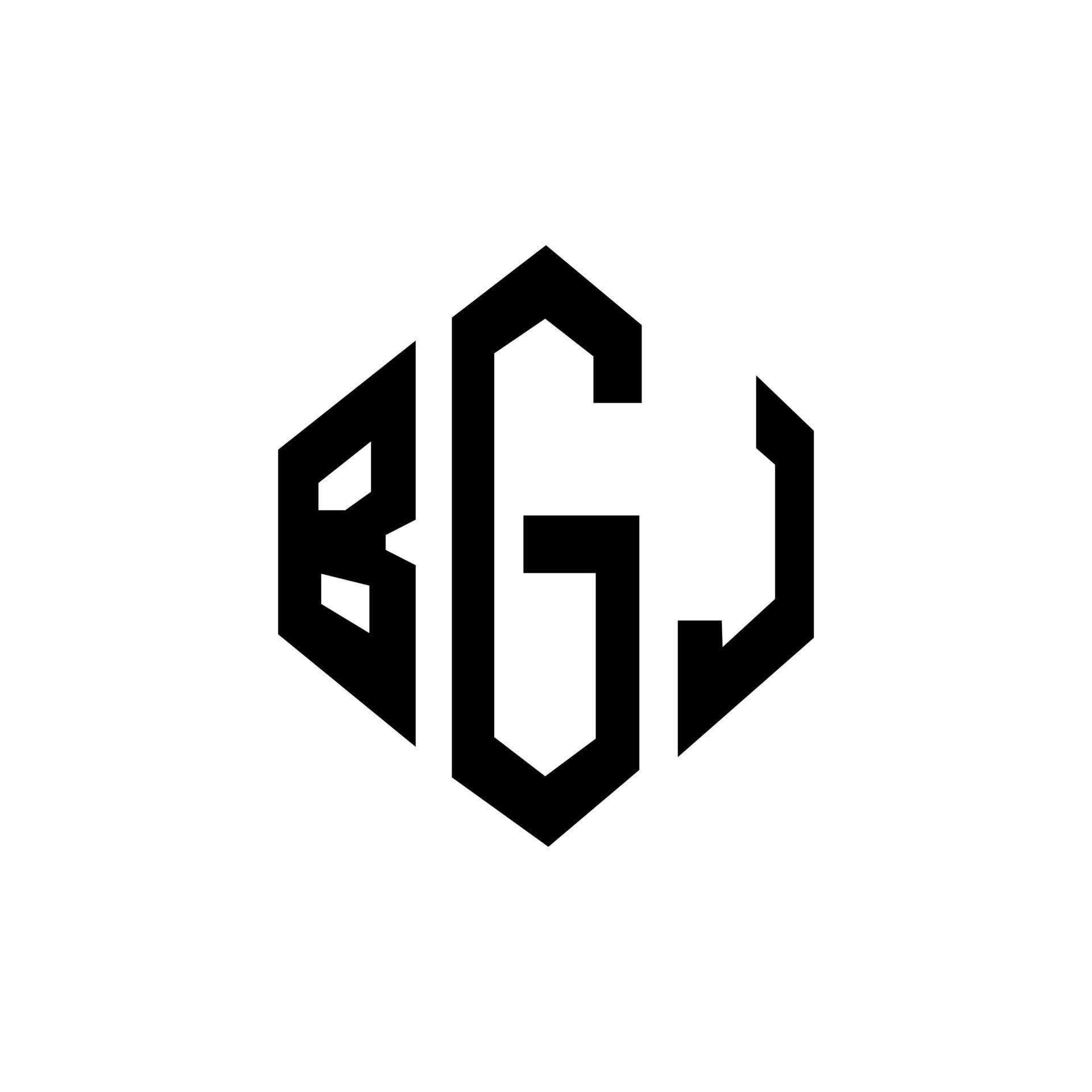 BGJ letter logo design with polygon shape. BGJ polygon and cube shape logo design. BGJ hexagon ...