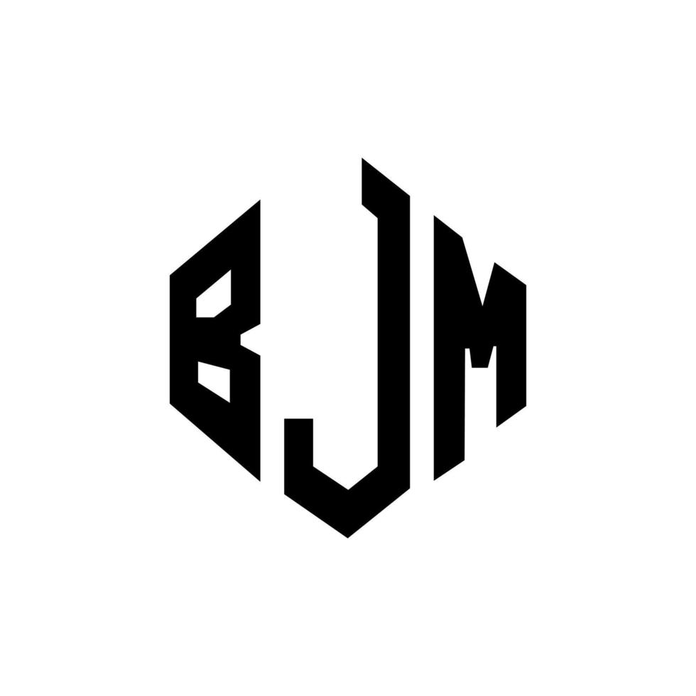 diseño de logotipo de letra bjm con forma de polígono. diseño de logotipo en forma de cubo y ...