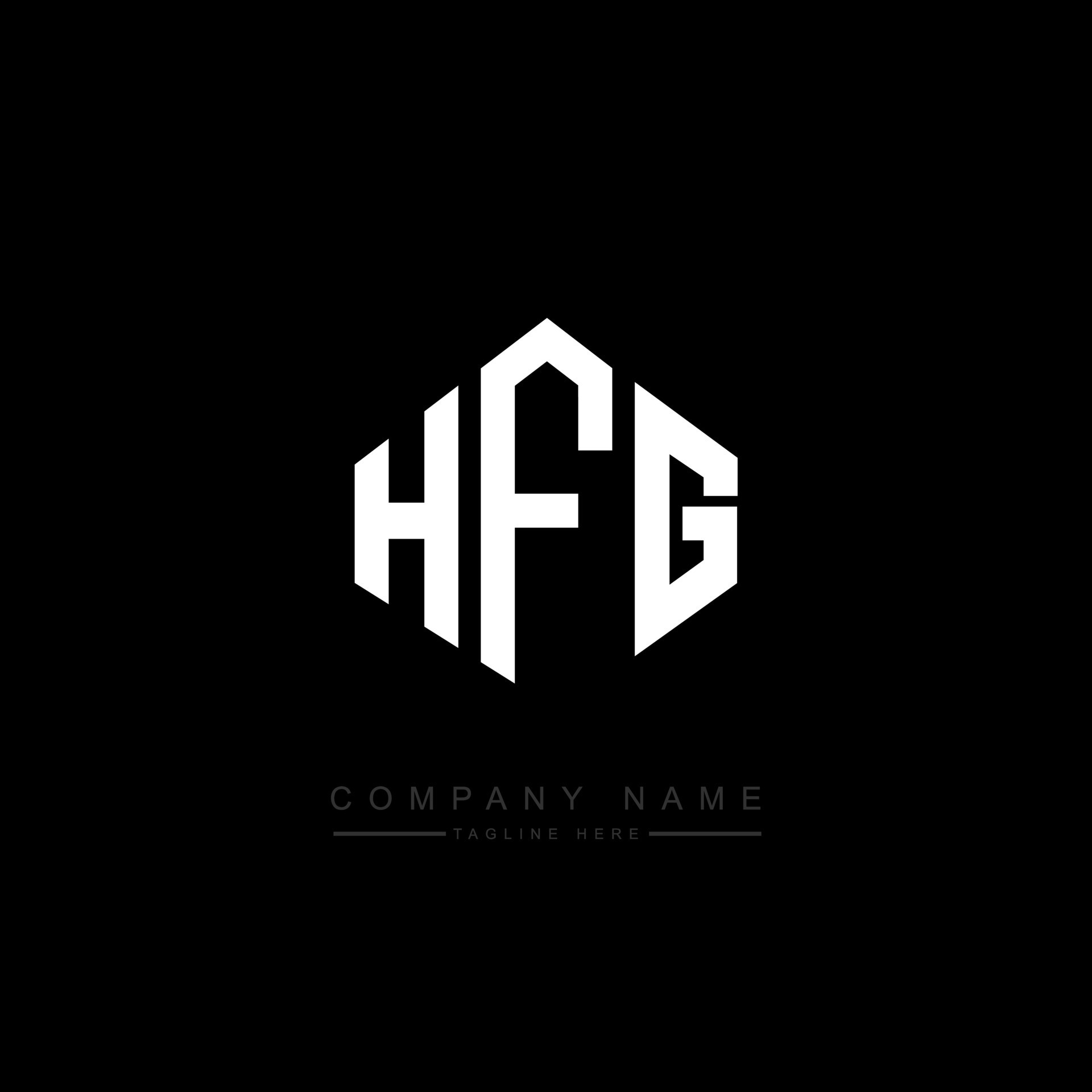 diseño de logotipo de letra hfg con forma de polígono. diseño de logotipo en forma de cubo y ...