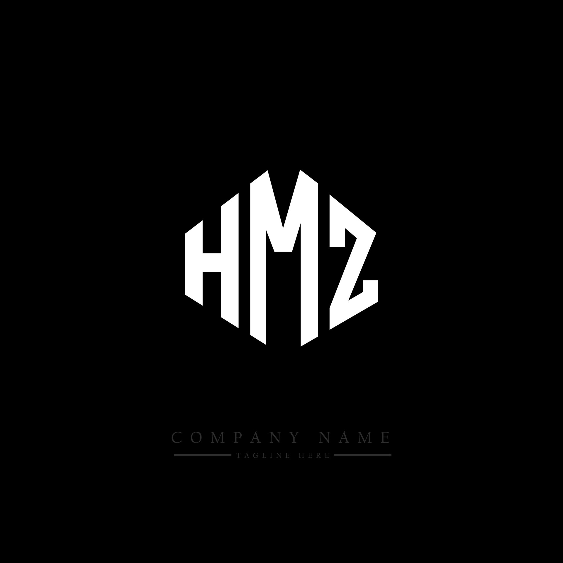 diseño de logotipo de letra hmz con forma de polígono. diseño de logotipo en forma de cubo y ...