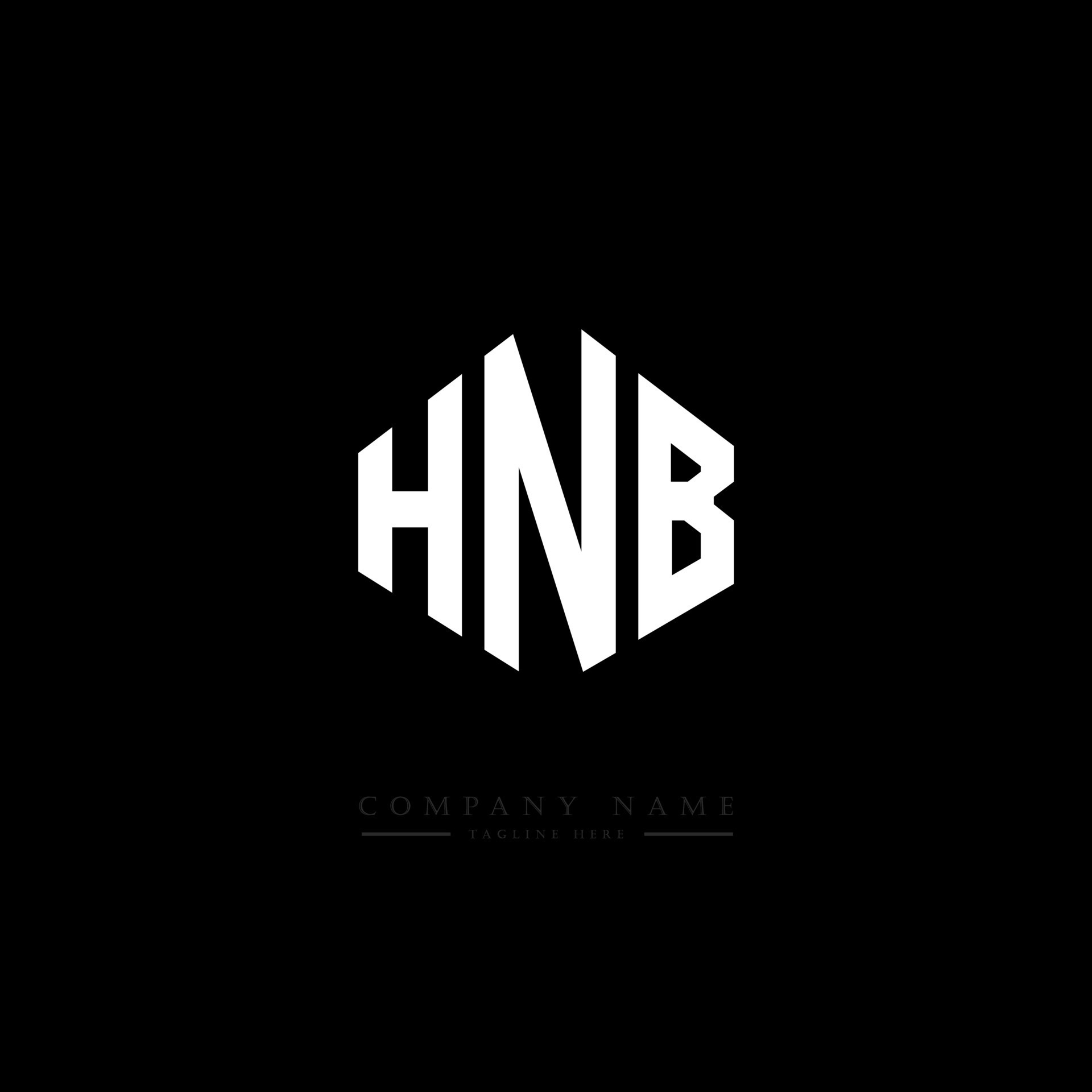 diseño de logotipo de letra hnb con forma de polígono. diseño de logotipo en forma de cubo y ...