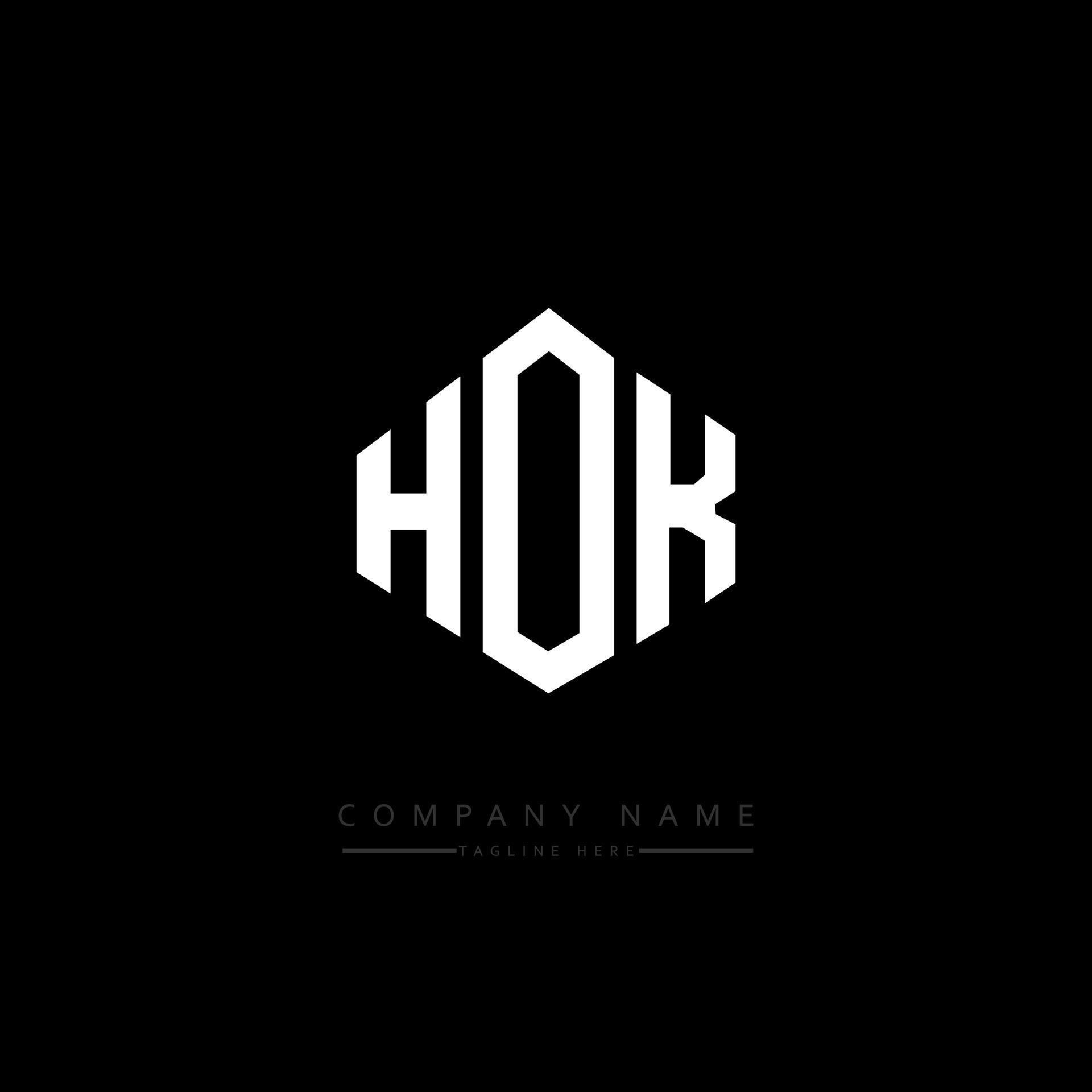 HOK letter logo design with polygon shape. HOK polygon and cube shape logo design. HOK hexagon ...