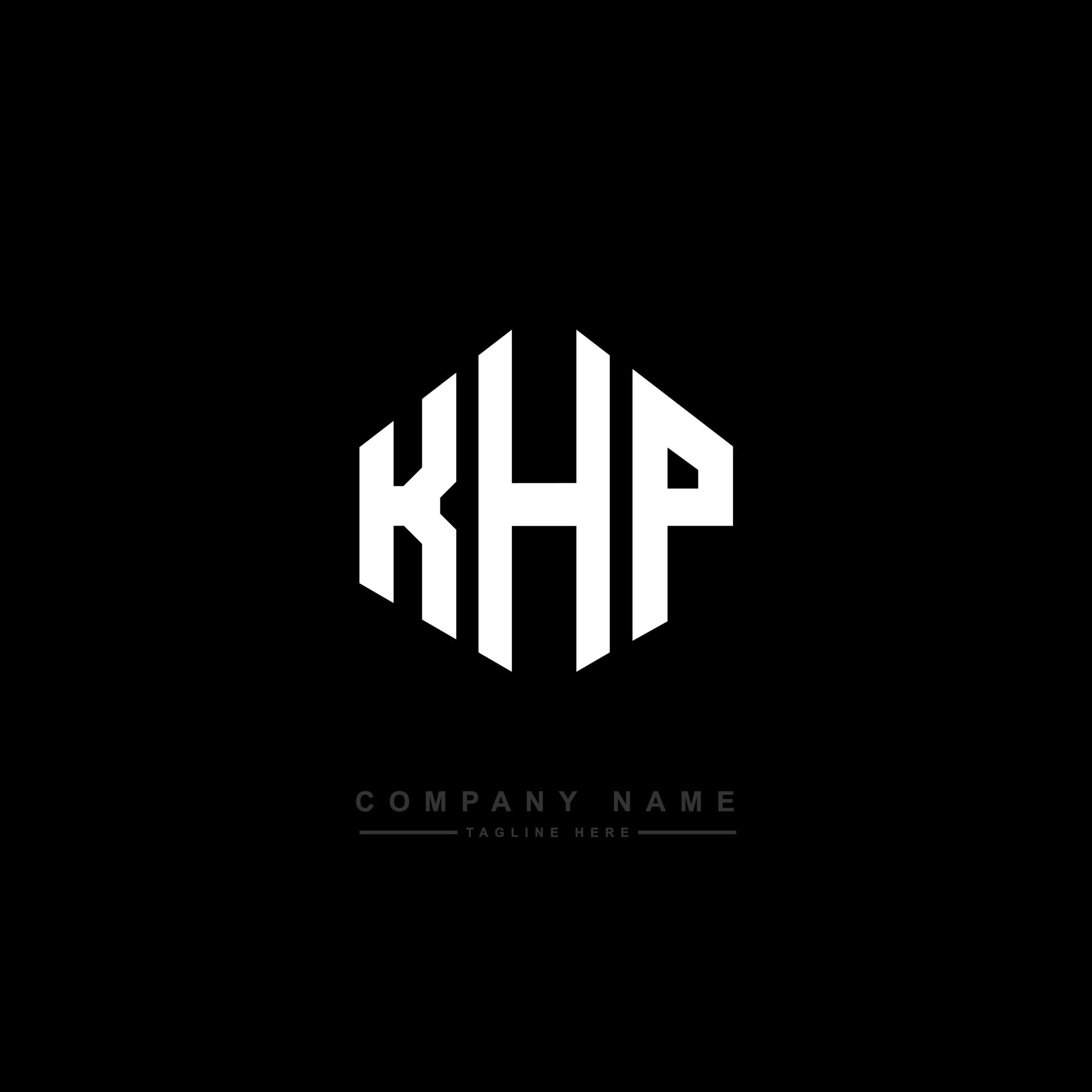 diseño de logotipo de letra khp con forma de polígono. diseño de logotipo en forma de cubo y ...