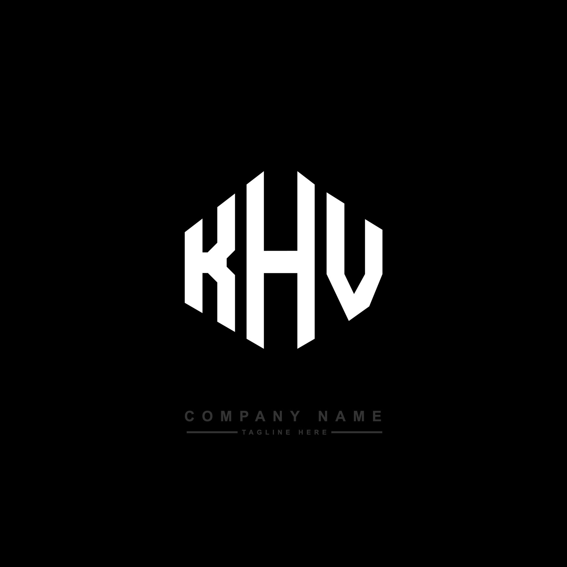 KHV letter logo design with polygon shape. KHV polygon and cube shape logo design. KHV hexagon ...