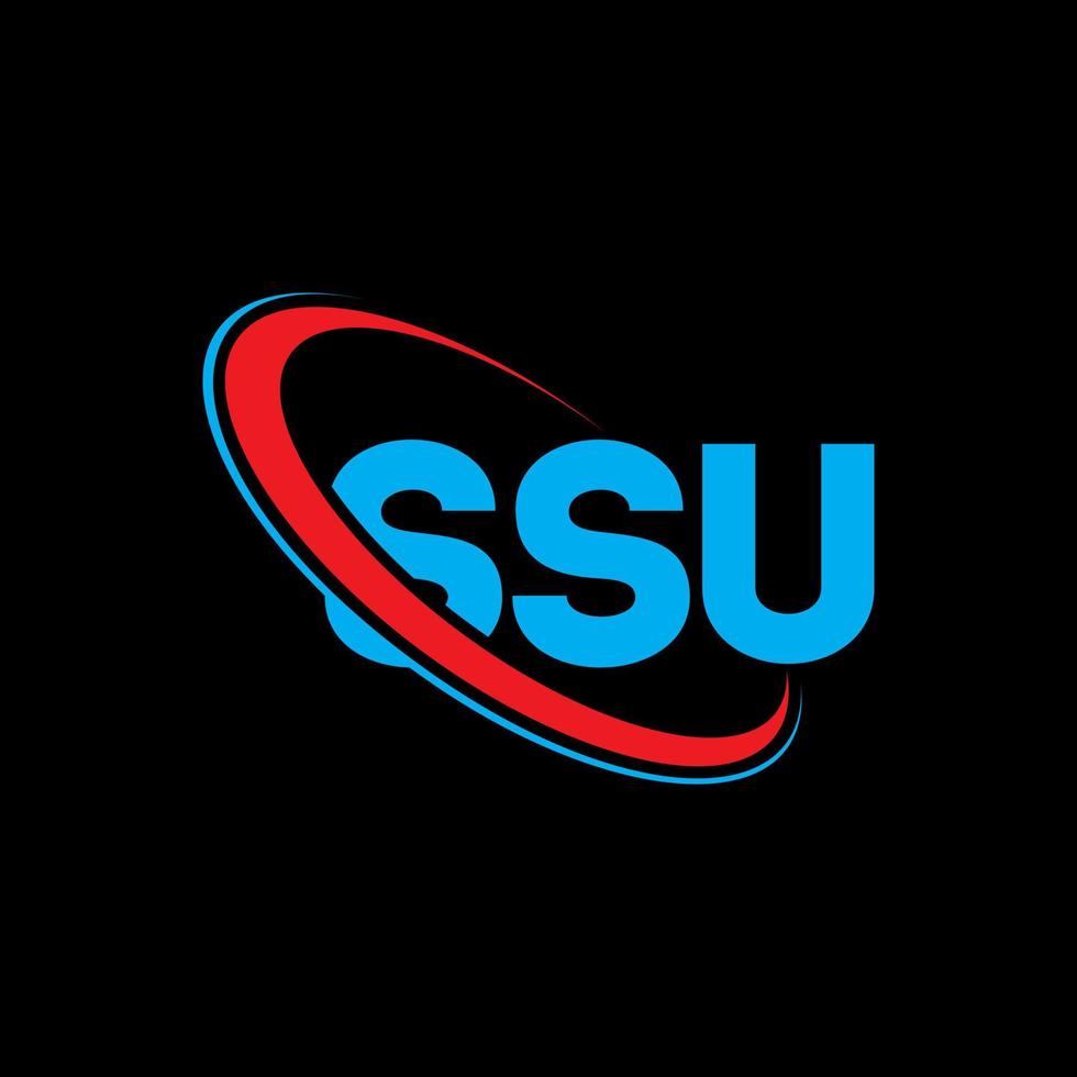 SSU logo. SSU letter. SSU letter logo design. Initials SSU logo linked with circle and uppercase ...