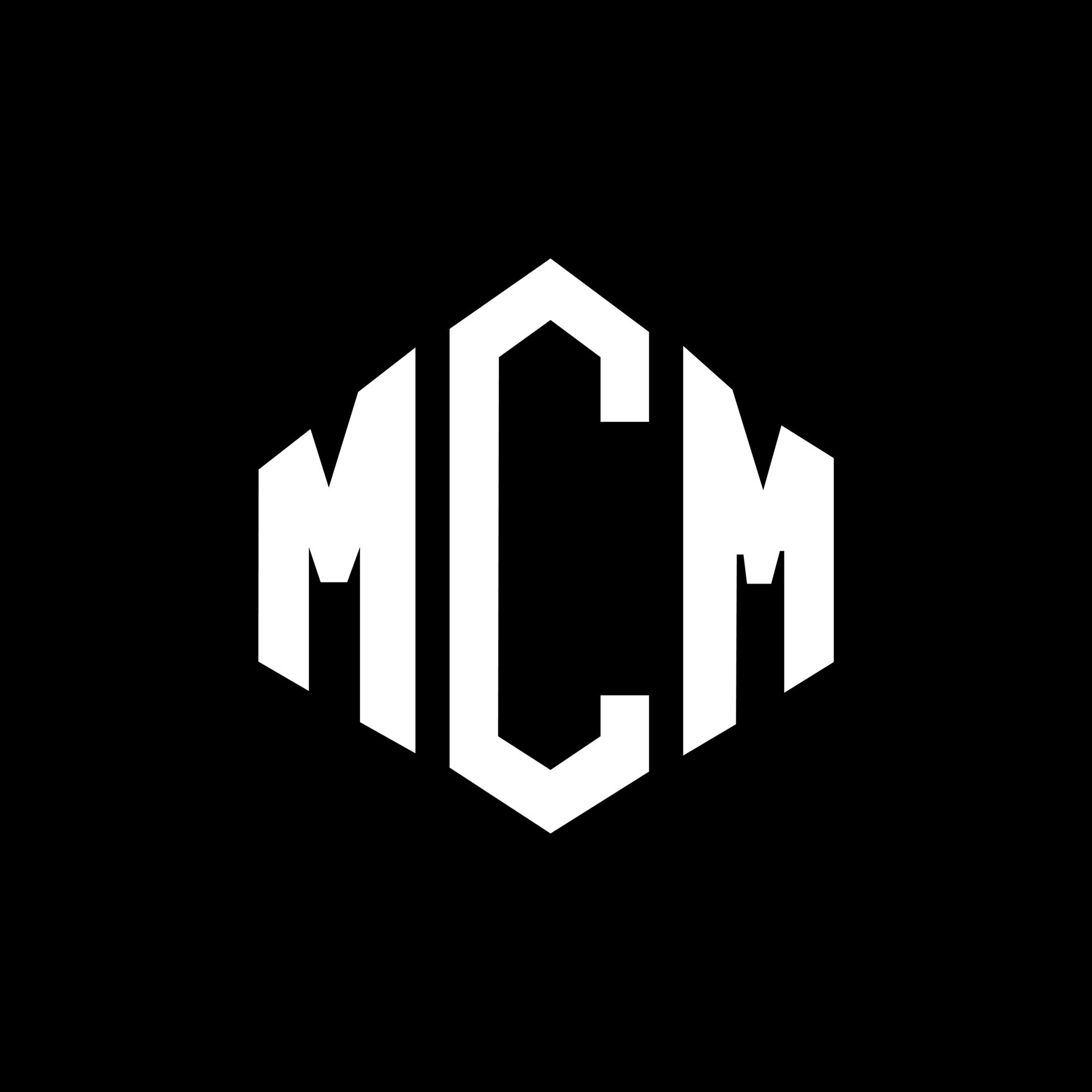 diseño de logotipo de letra mcm con forma de polígono. diseño de logotipo en forma de cubo y ...