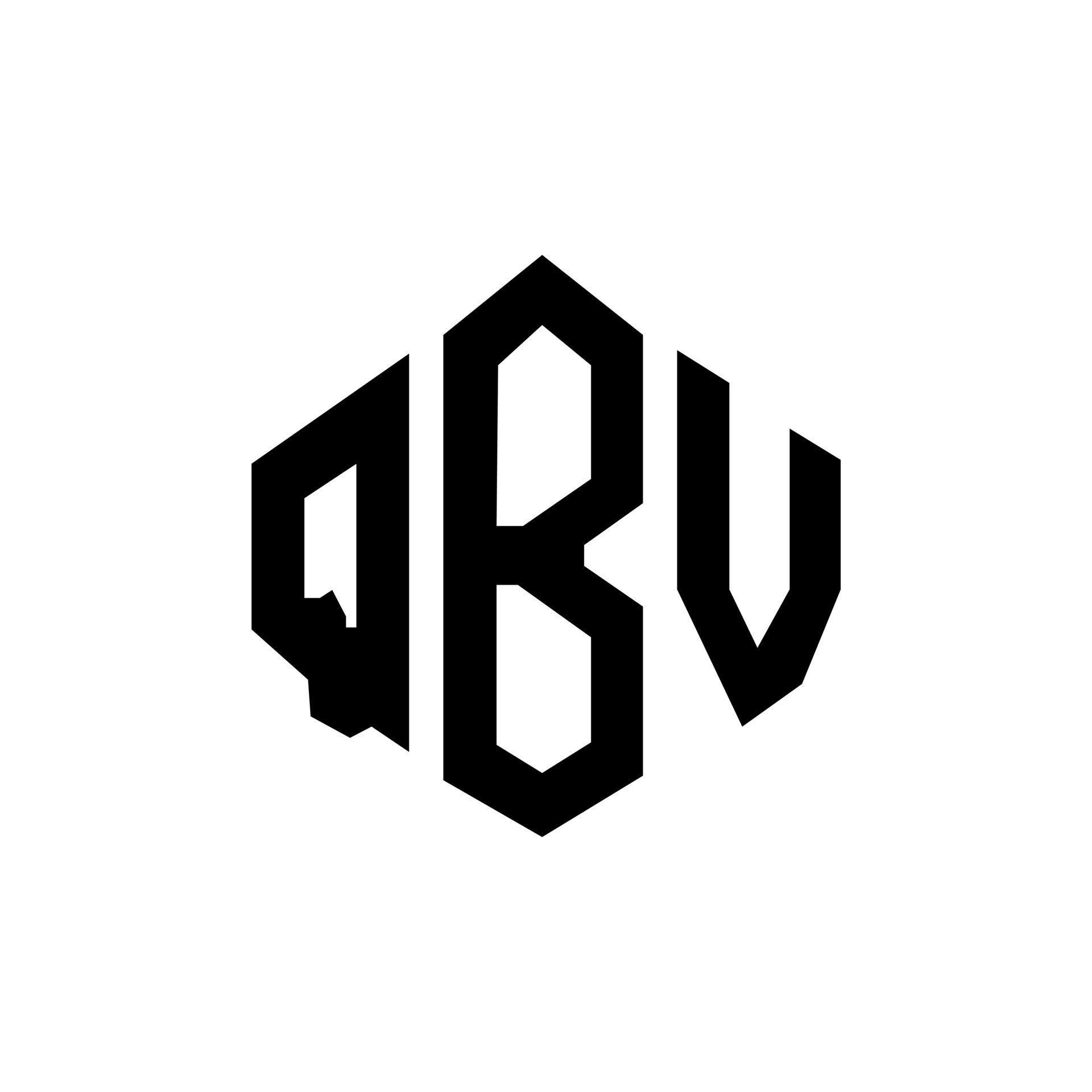 QBV letter logo design with polygon shape. QBV polygon and cube shape logo design. QBV hexagon ...