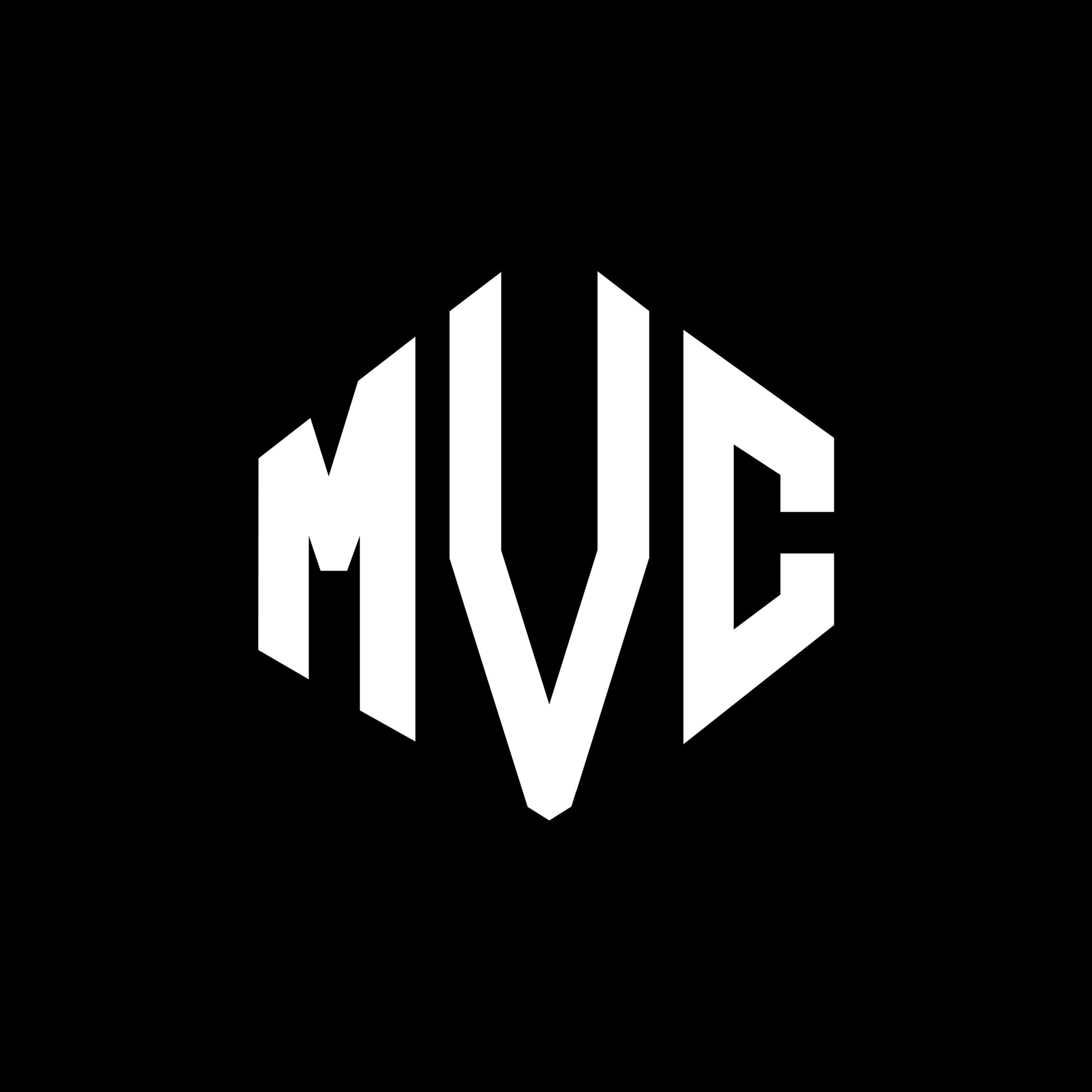 MVC letter logo design with polygon shape. MVC polygon and cube shape logo design. MVC hexagon ...