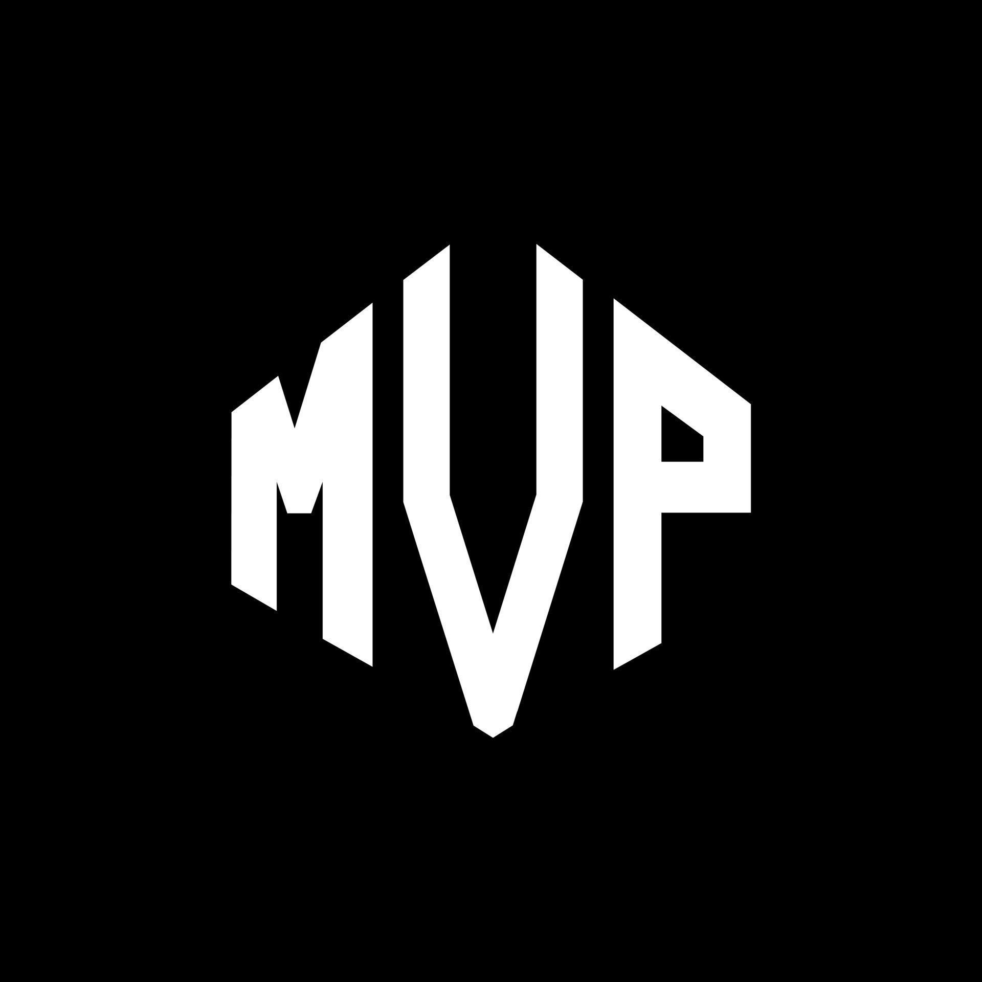 diseño de logotipo de letra mvp con forma de polígono. diseño de logotipo en forma de cubo y ...