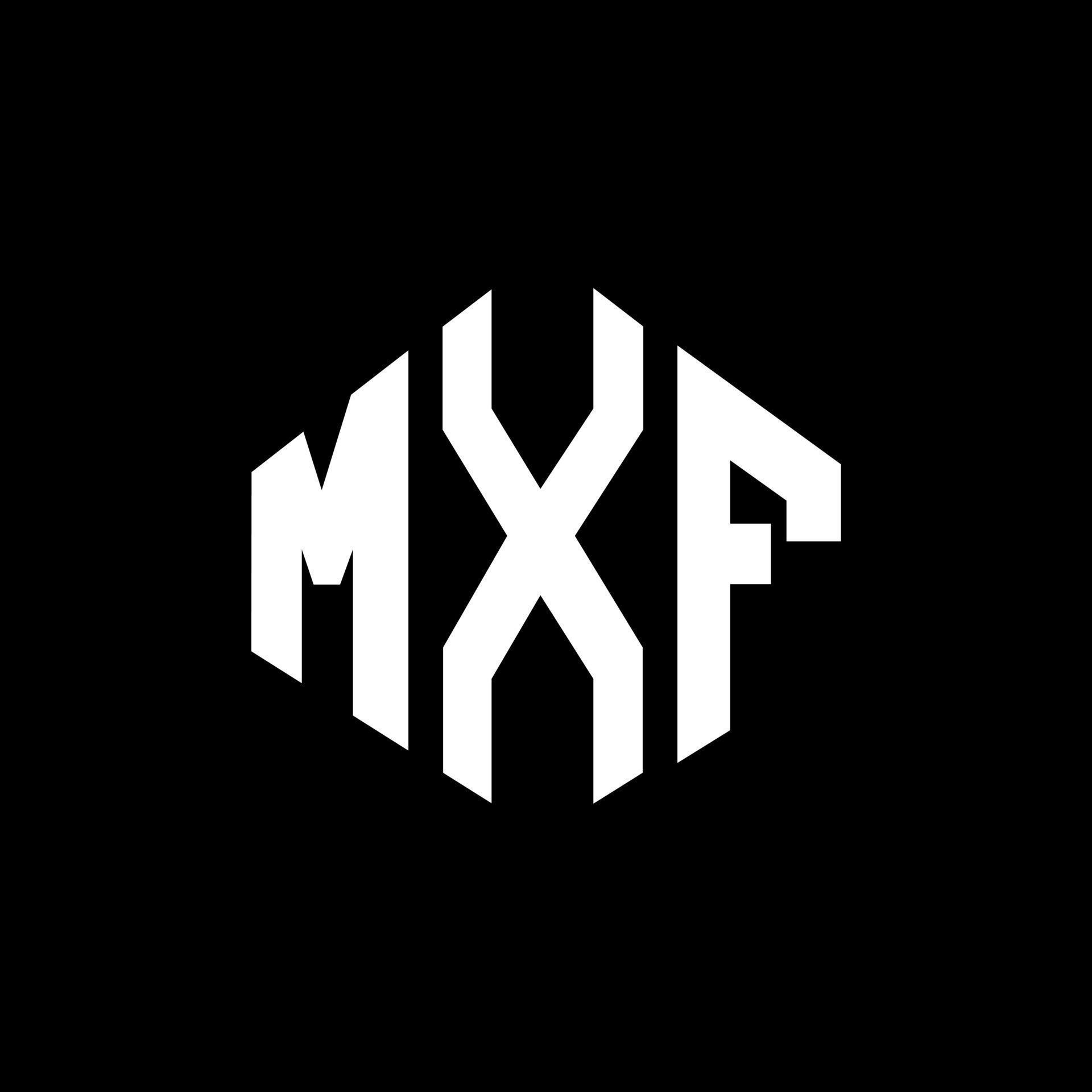 diseño de logotipo de letra mxf con forma de polígono. diseño de logotipo en forma de cubo y ...