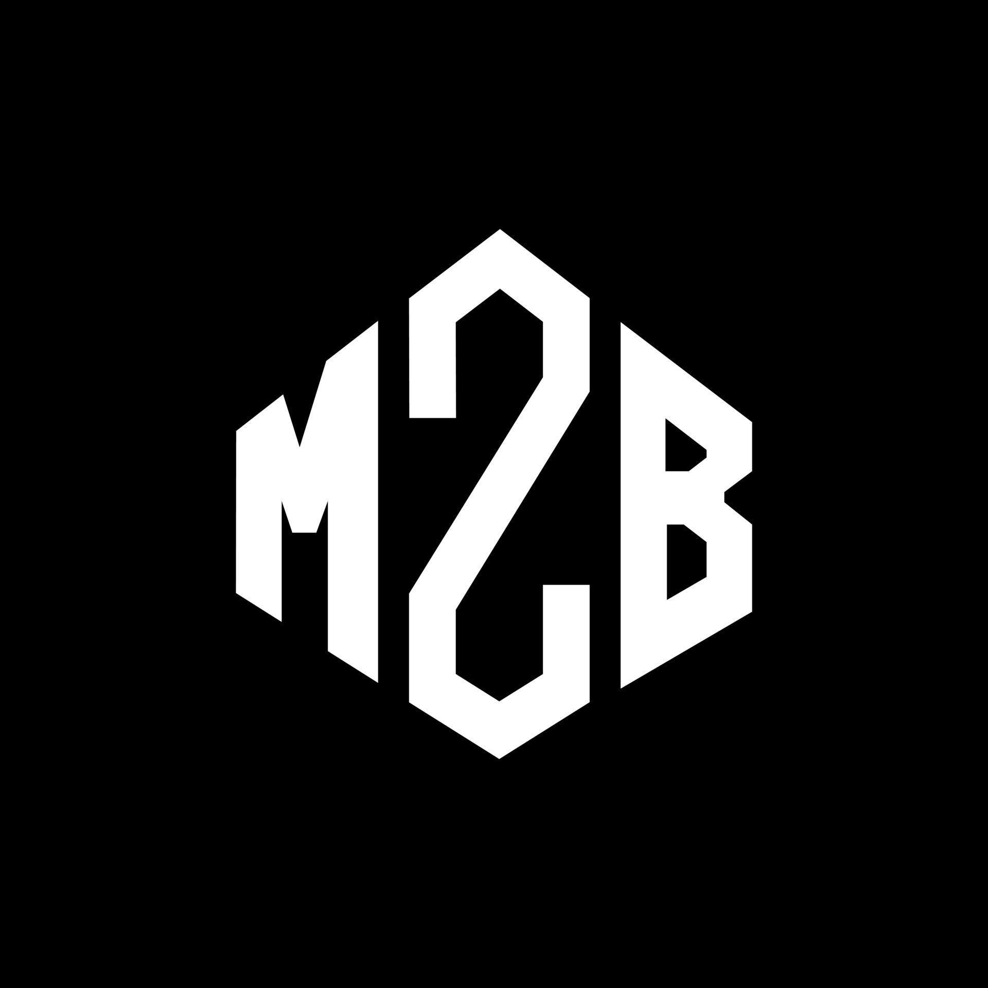 MZB letter logo design with polygon shape. MZB polygon and cube shape logo design. MZB hexagon ...