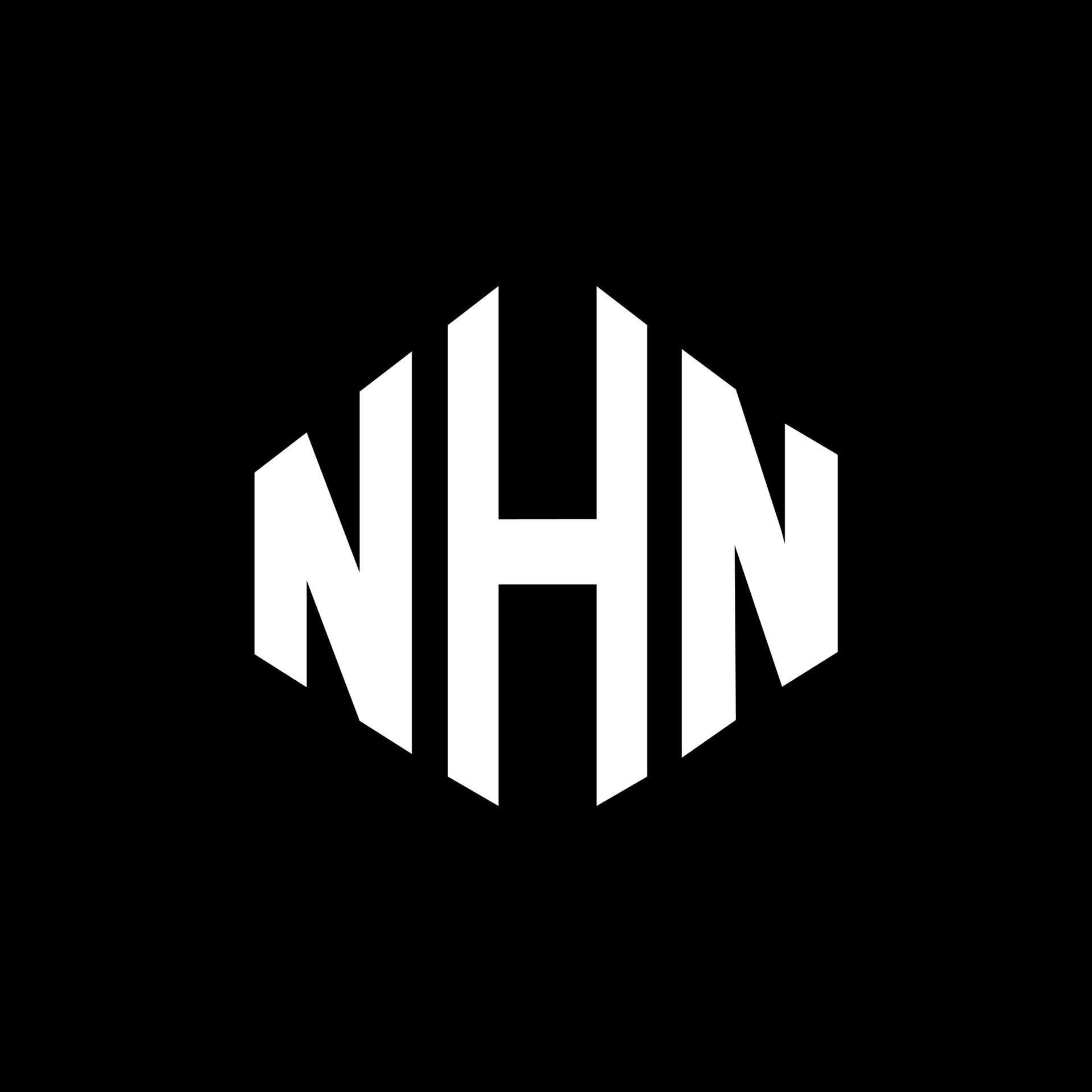 diseño de logotipo de letra nhn con forma de polígono. diseño de logotipo en forma de cubo y ...