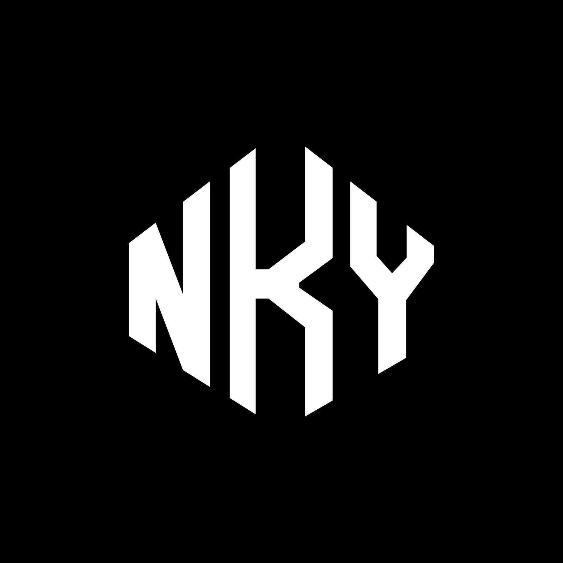 NKY letter logo design with polygon shape. NKY polygon and cube shape logo design. NKY hexagon ...
