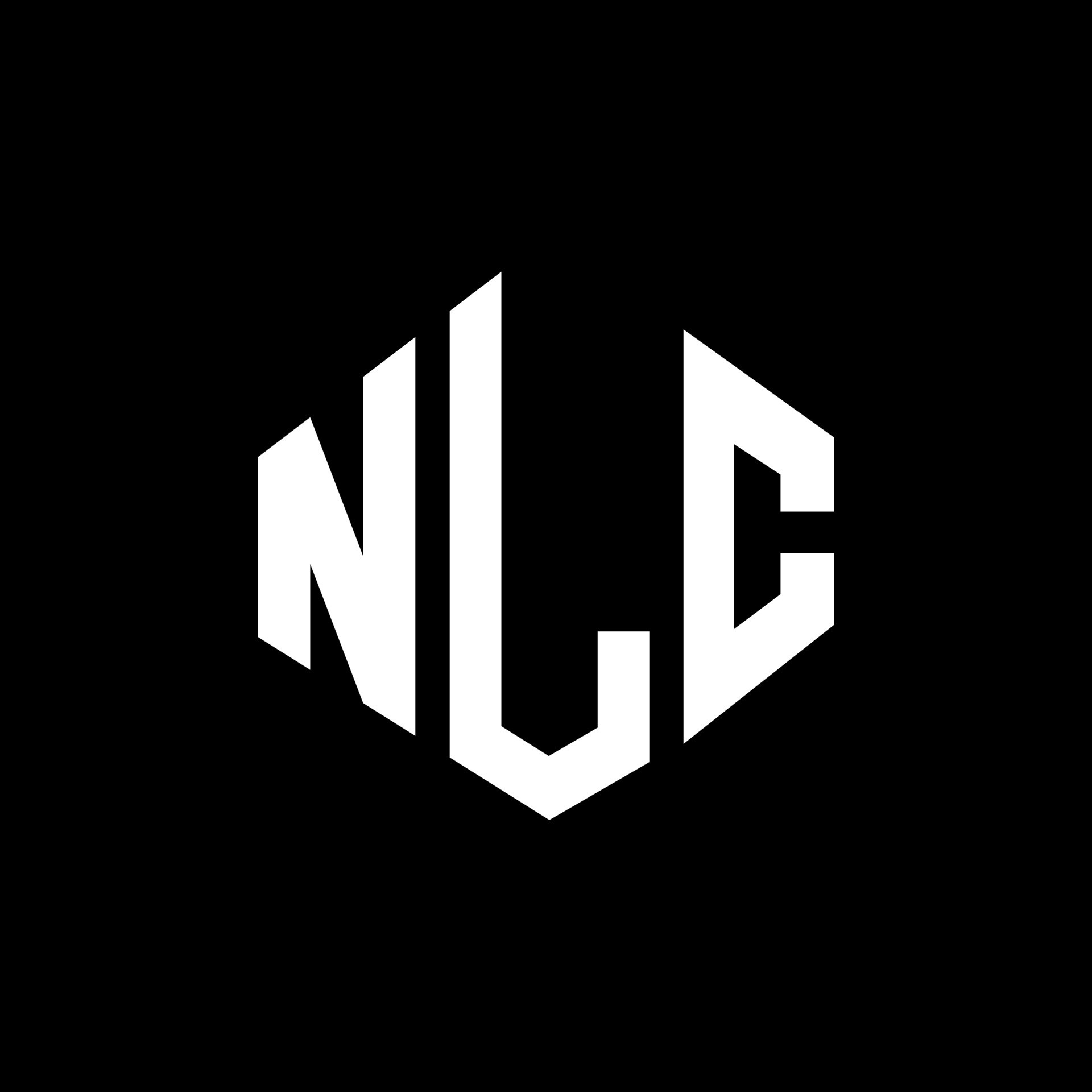 diseño de logotipo de letra nlc con forma de polígono. Diseño de logotipo en forma de cubo y ...