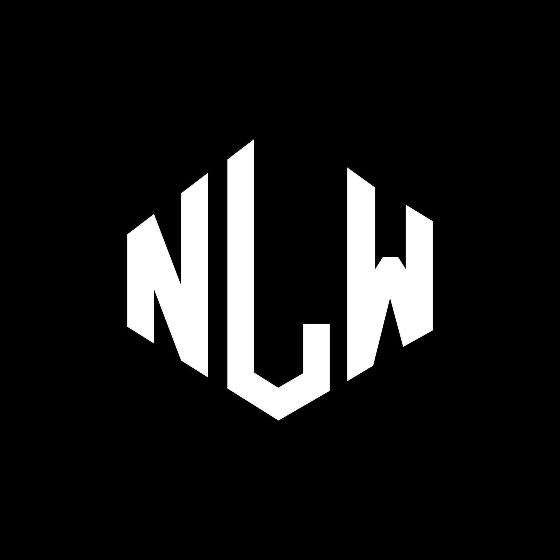 diseño de logotipo de letra nlw con forma de polígono. diseño de logotipo en forma de cubo y ...