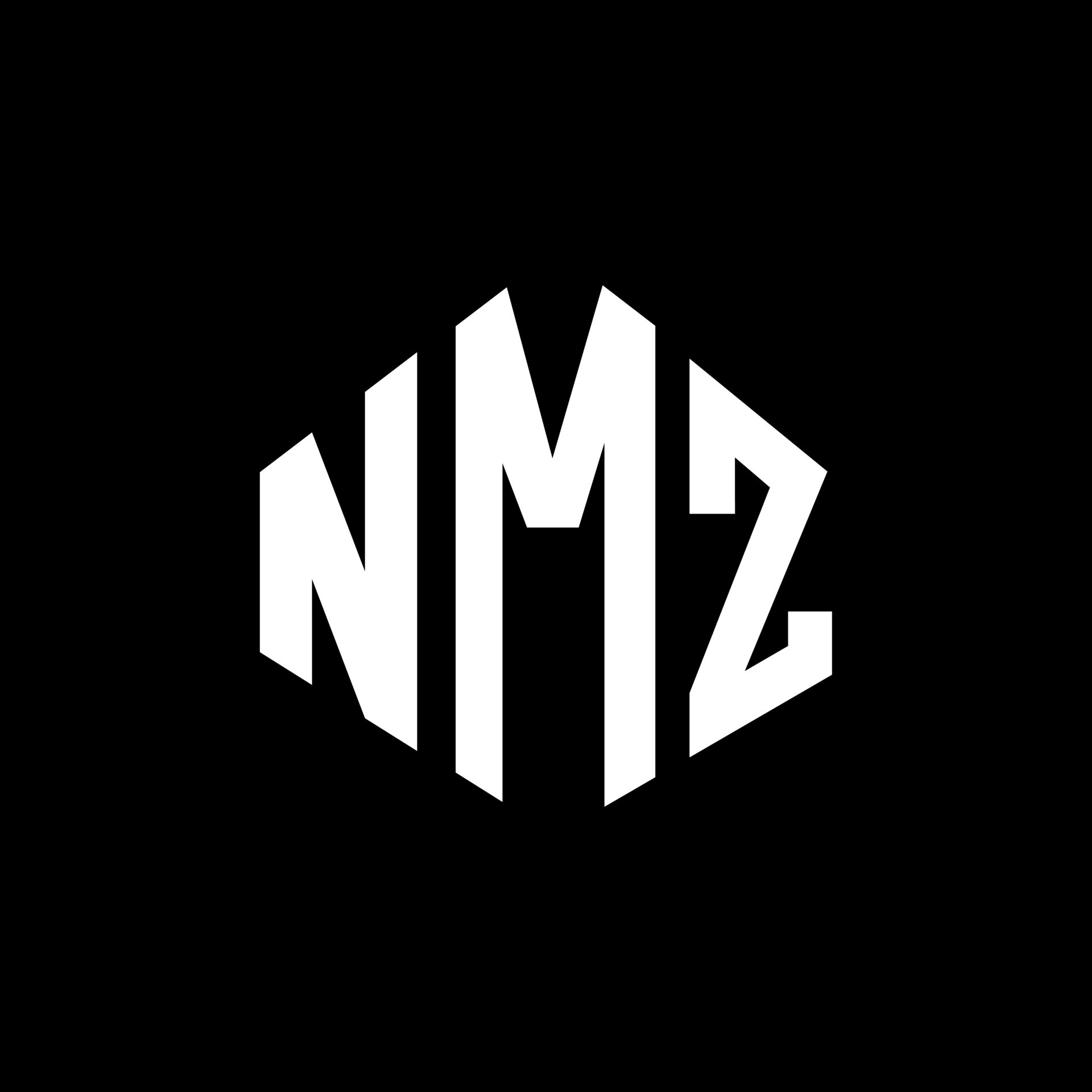 diseño de logotipo de letra nmz con forma de polígono. diseño de logotipo en forma de cubo y ...