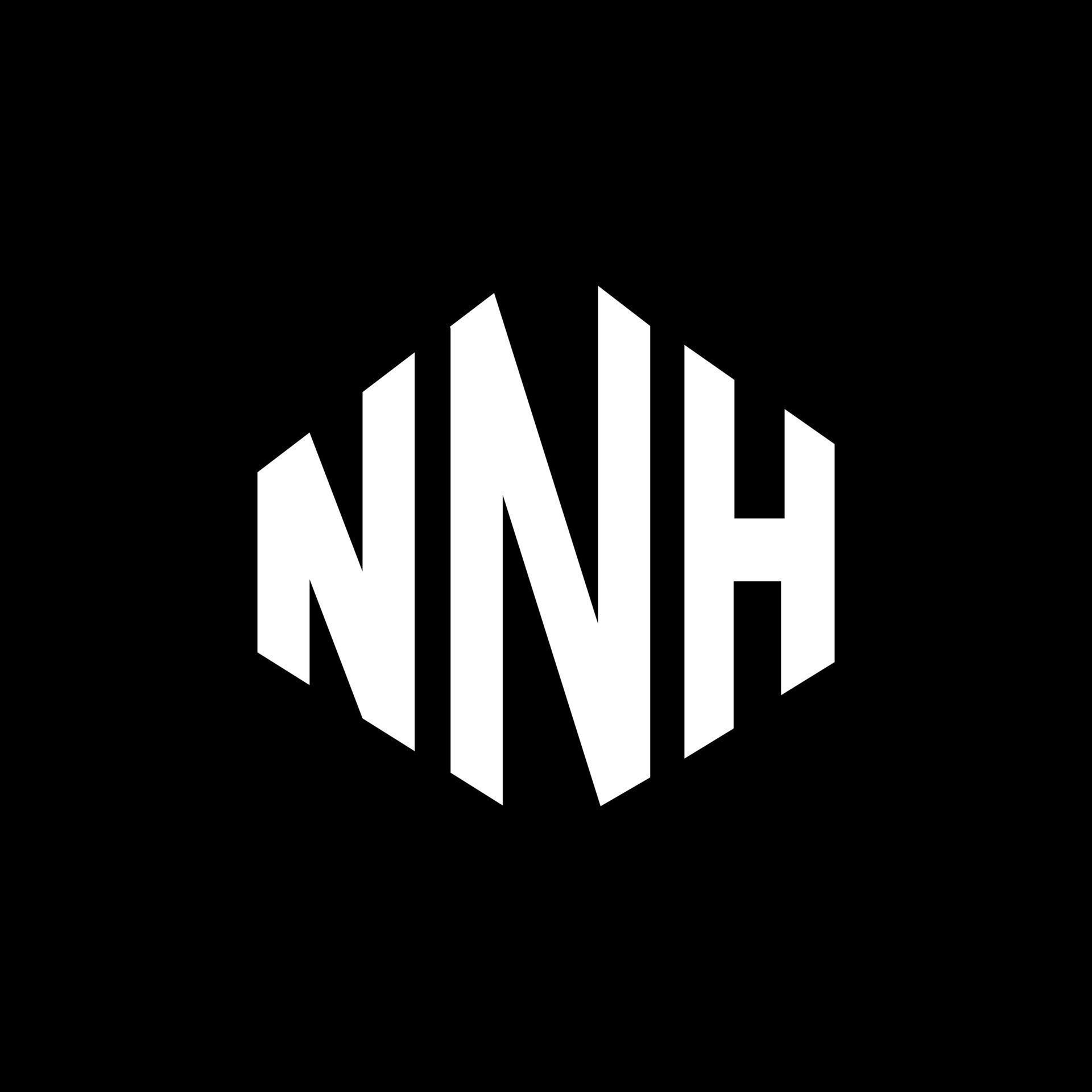 diseño de logotipo de letra nnh con forma de polígono. Diseño de logotipo en forma de cubo y ...