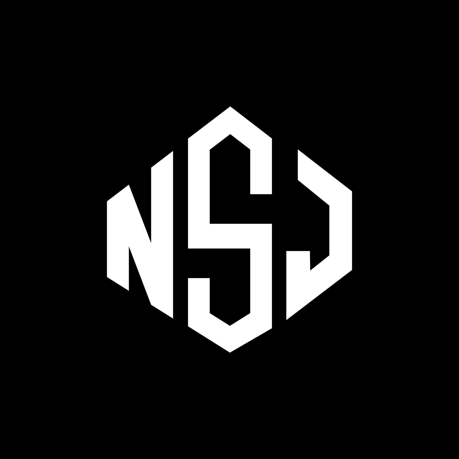 diseño de logotipo de letra nsj con forma de polígono. Diseño de logotipo en forma de cubo y ...