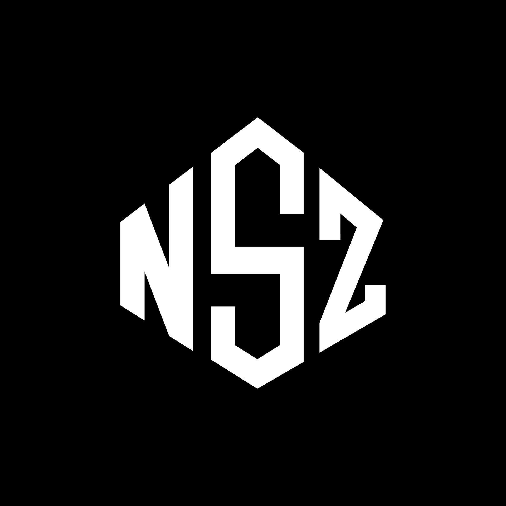 diseño de logotipo de letra nsz con forma de polígono. Diseño de logotipo en forma de cubo y ...