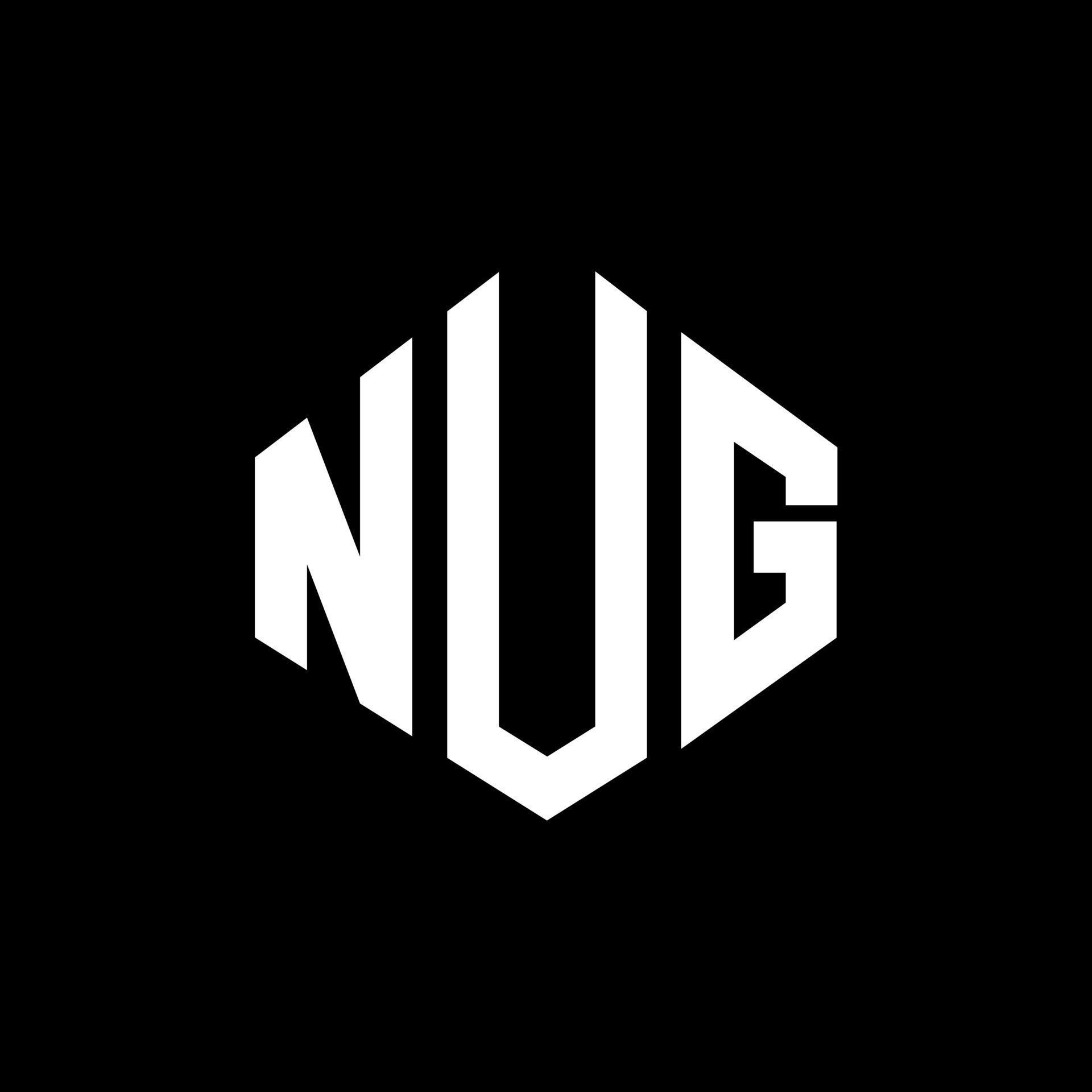 NUG letter logo design with polygon shape. NUG polygon and cube shape logo design. NUG hexagon ...
