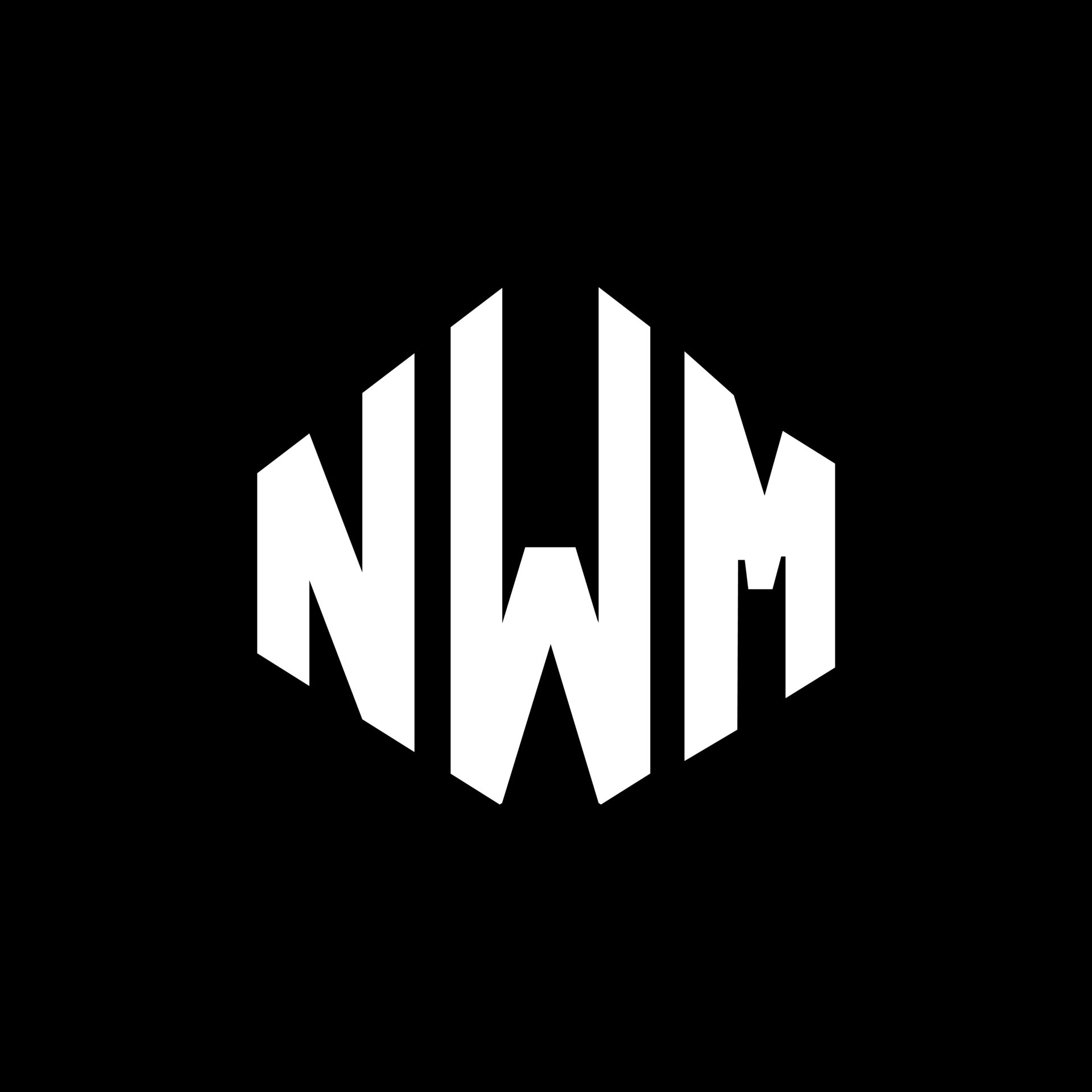 NWM letter logo design with polygon shape. NWM polygon and cube shape logo design. NWM hexagon ...