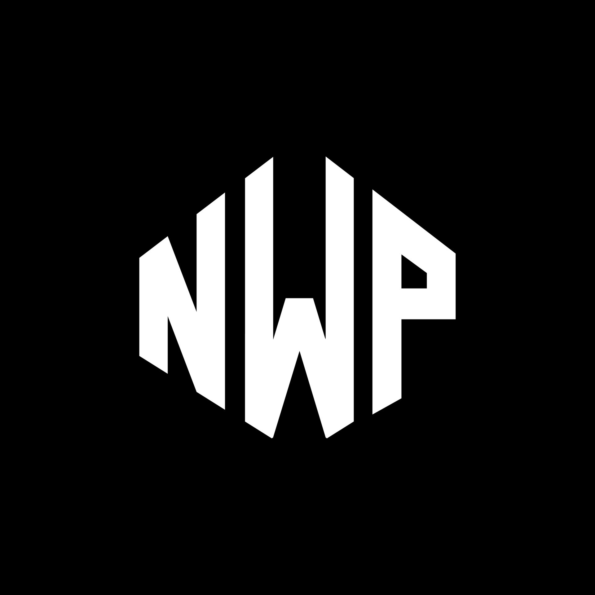 diseño de logotipo de letra nwp con forma de polígono. Diseño de logotipo de forma de cubo y ...