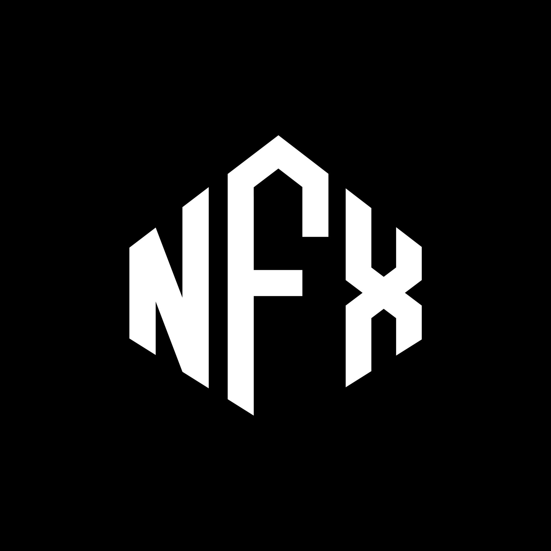 NFX letter logo design with polygon shape. NFX polygon and cube shape logo design. NFX hexagon ...