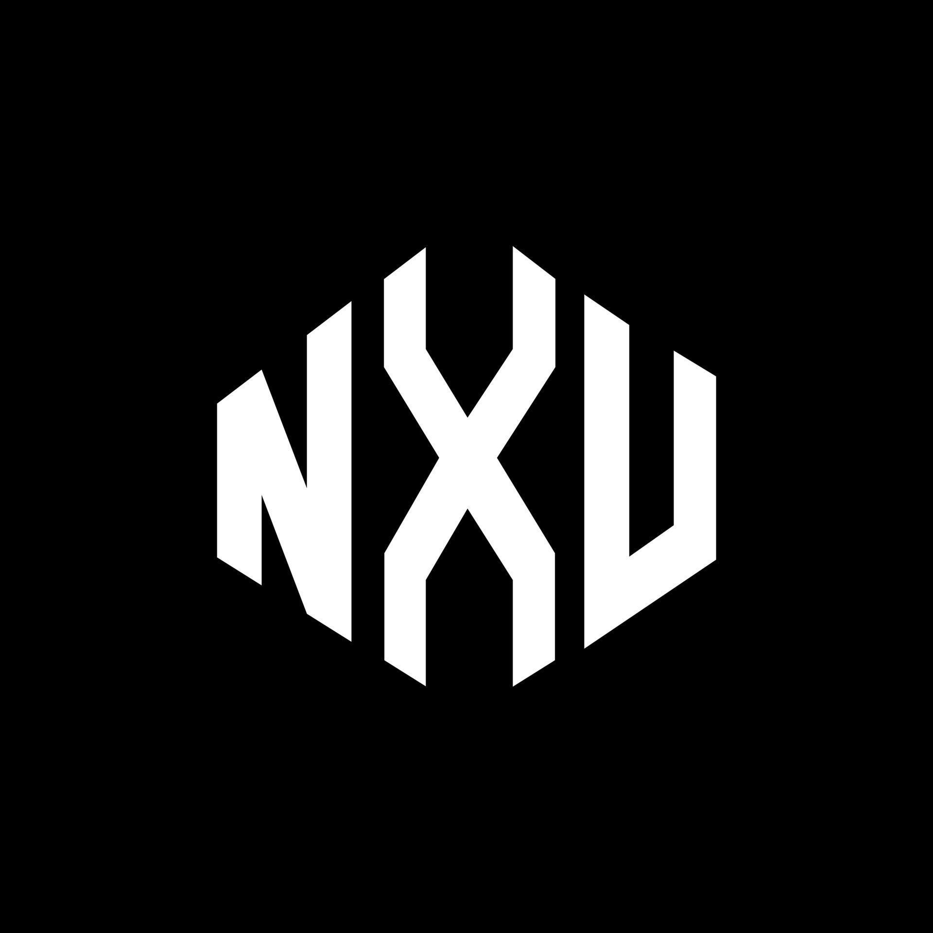 NXU letter logo design with polygon shape. NXU polygon and cube shape logo design. NXU hexagon ...