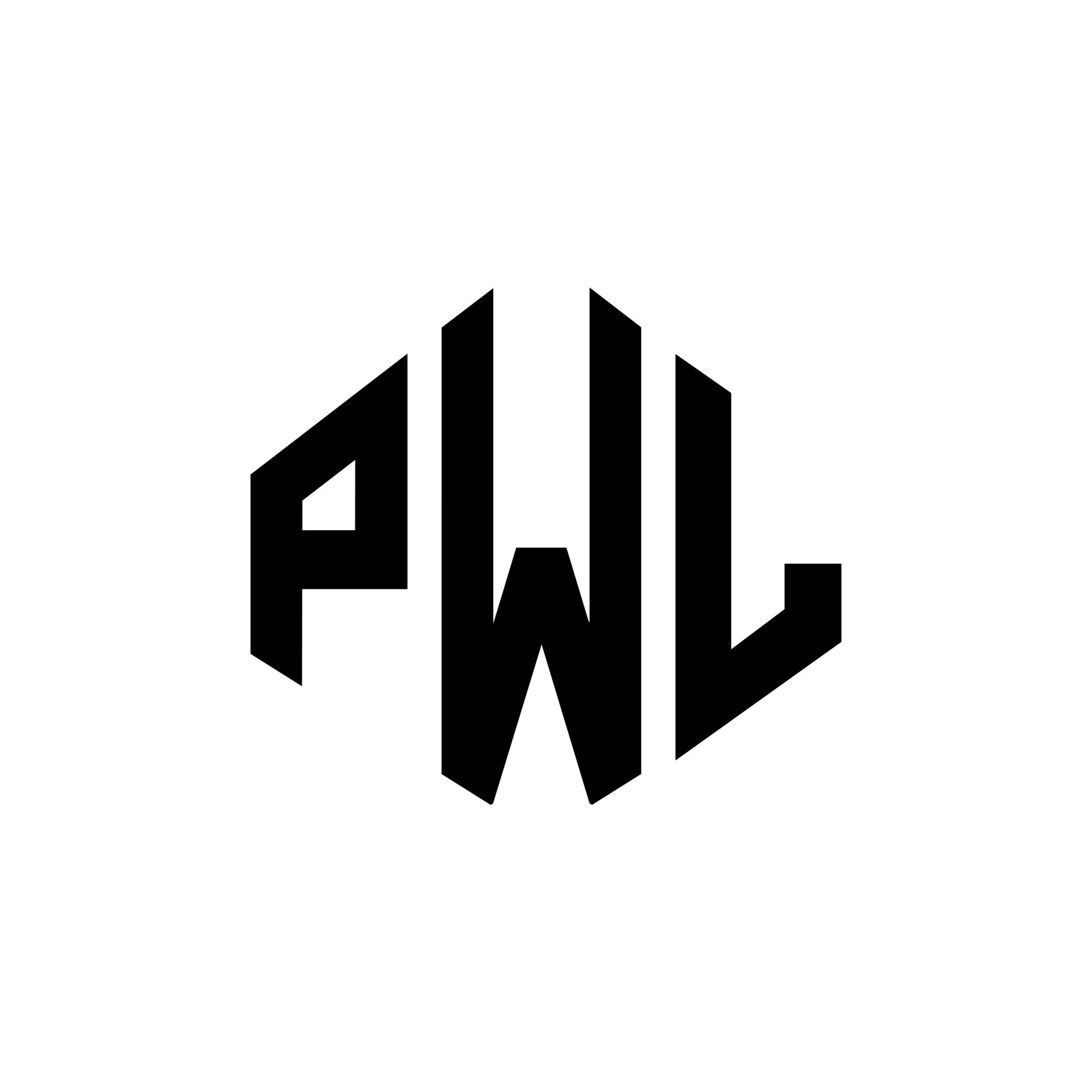 PWL letter logo design with polygon shape. PWL polygon and cube shape logo design. PWL hexagon ...